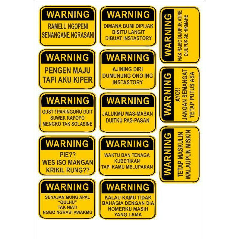 Stiker Sticker Pack Motor Warning Lucu! Harga Murah Satu Pack Isi 13 Stiker | Lazada Indonesia