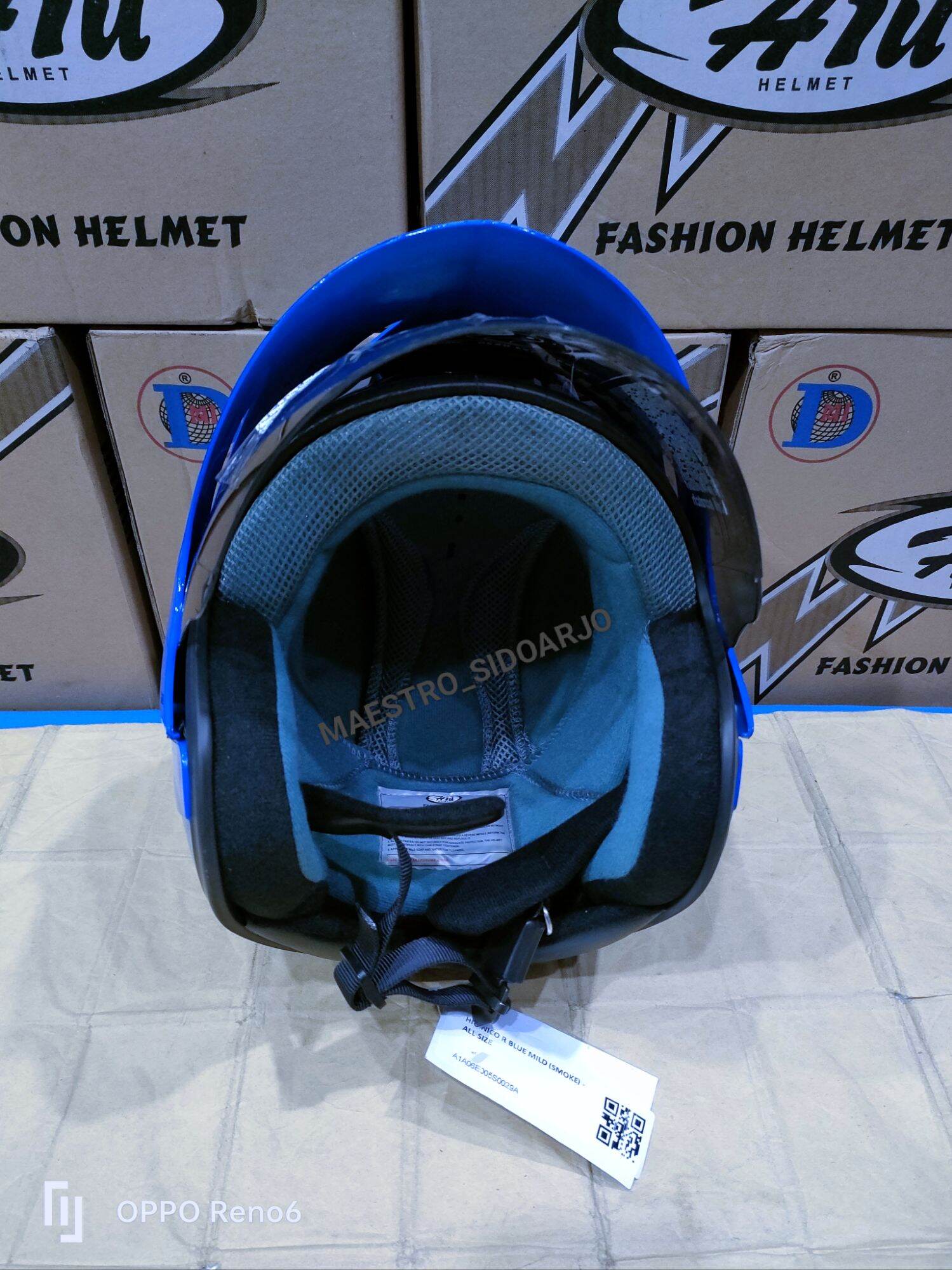Helm Hiu Nico Half Face Helm Hiu Polos Blue Mild | Lazada Indonesia