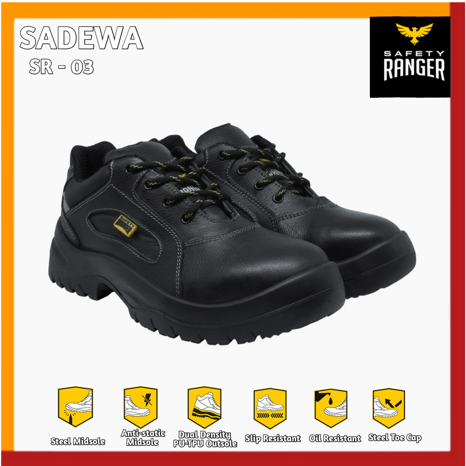 Sepatu Safety Pria Ujung Besi Merk Safety Ranger SADEWA (SR-03) - Sepatu Safety Proyek Safety ...