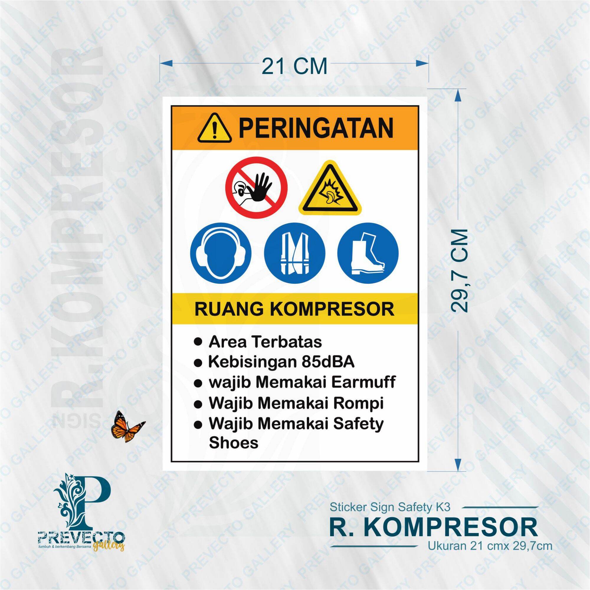 Sticker Sign Safety K3 Area Terbatas / Sticker Sign Ruang Kompresor ...