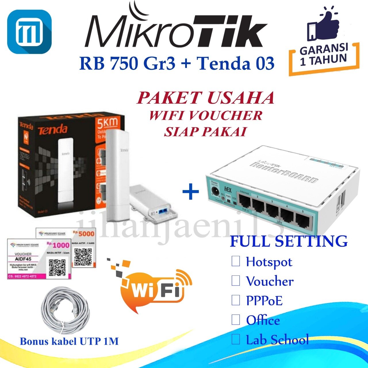 Mikrotik RB750 Gr3 + Tenda 03 Outdoor Full Setting Hotspot Voucher ...