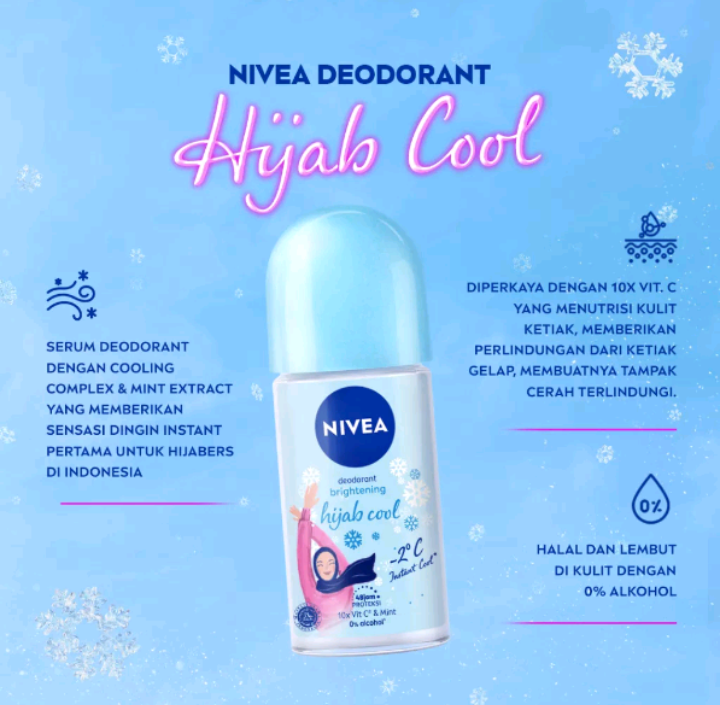 NIVEA Brightening Hijab Cool Deodorant Roll On 50ml | Lazada Indonesia