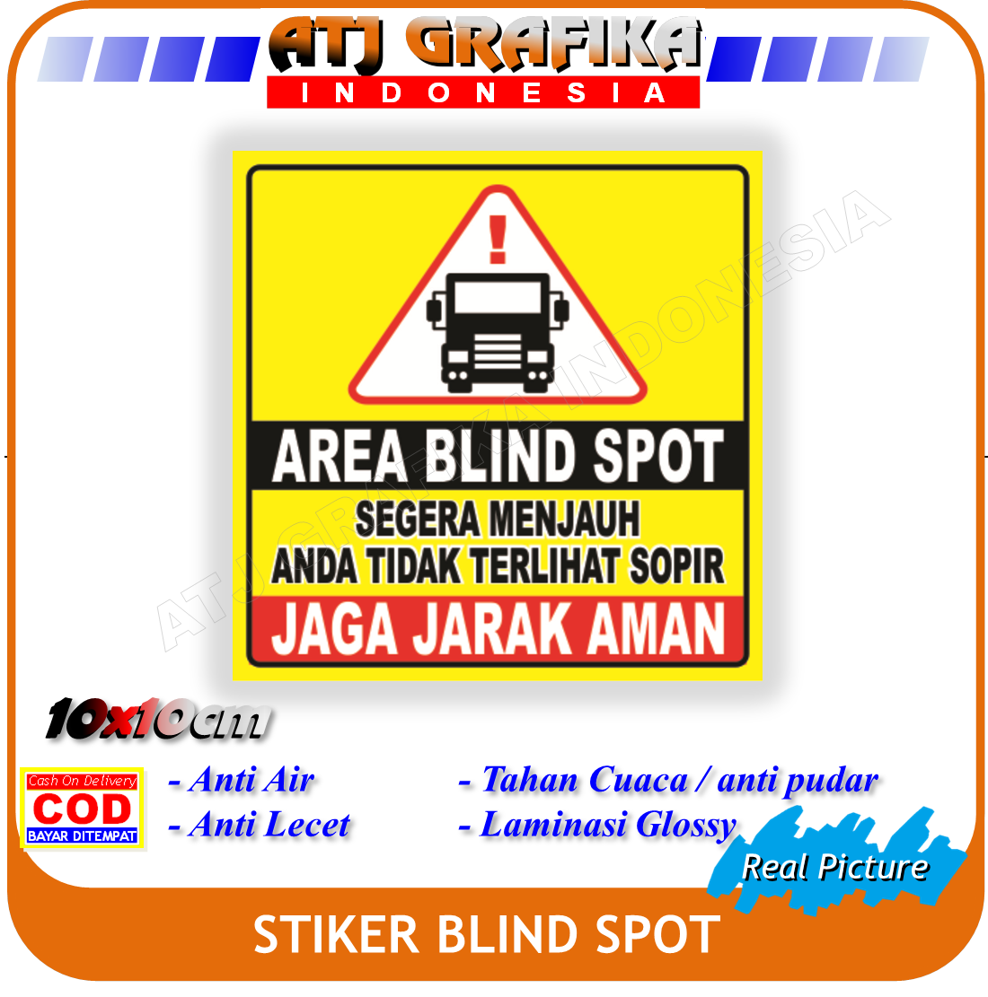 Stiker blind spot area berbahaya berkendara sticker truck bis mobil dll ...
