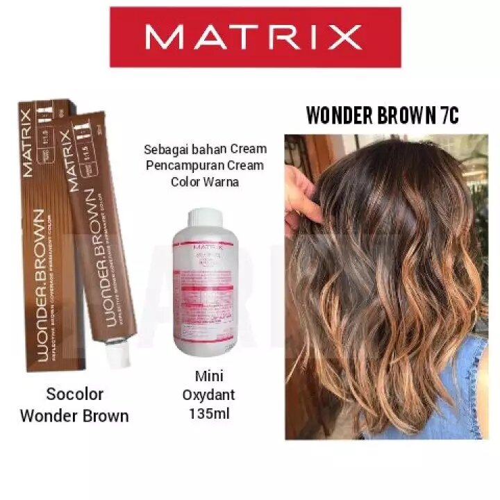 Cat Rambut Matrix Hair Color Wonder Brown WB-7C Medium Blonde Copper ...