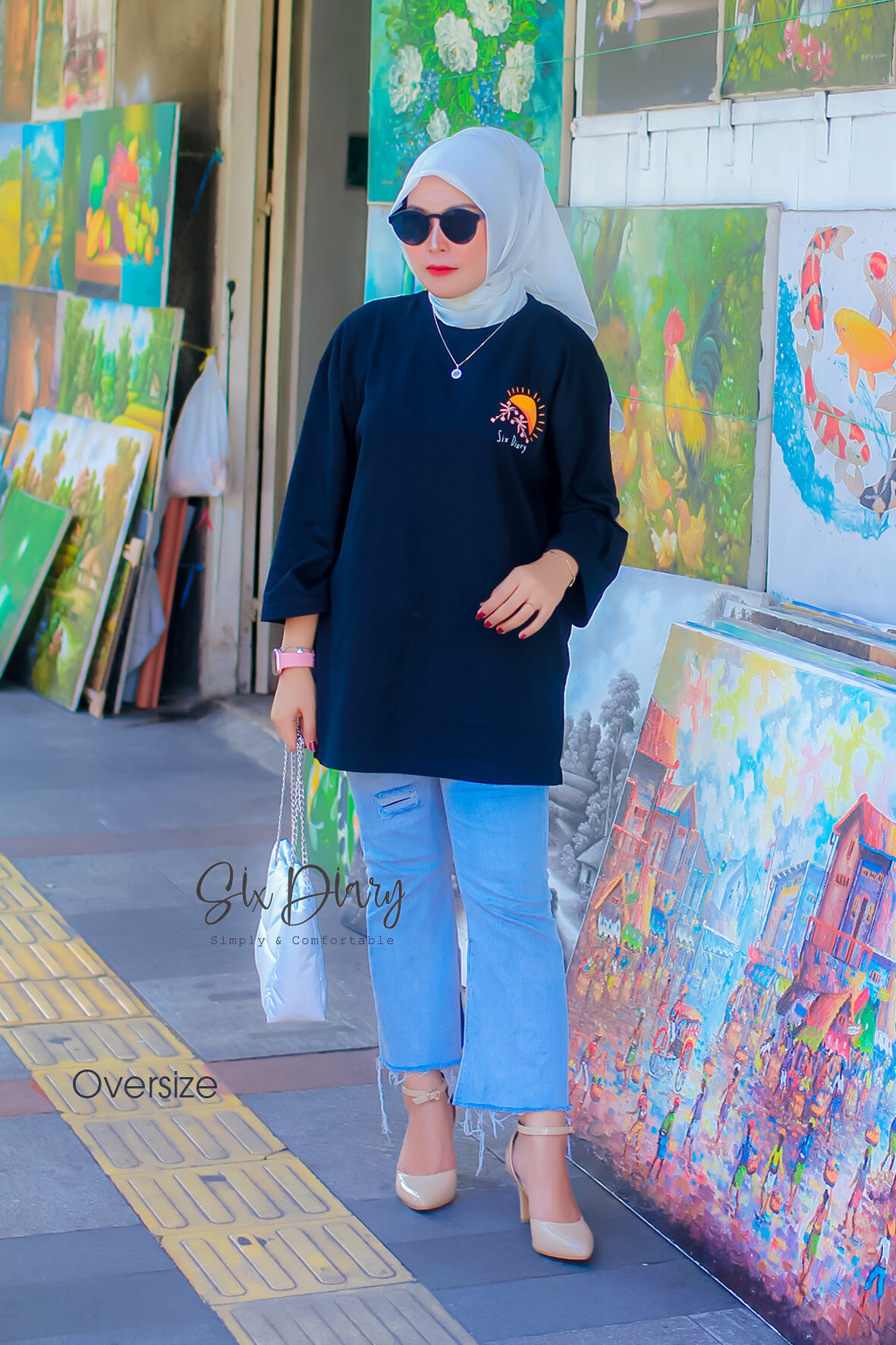 Kaos Oversize wanita kekinian terbaru six Diary | Lazada Indonesia