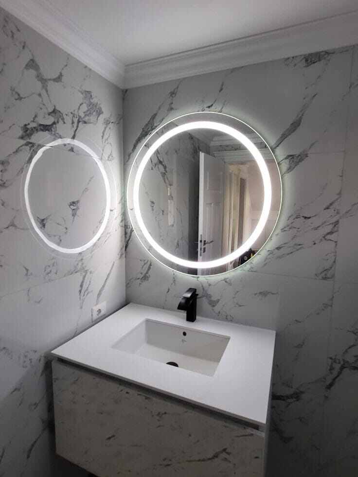 Cermin Layar Sentuh Wastafel Gantung Cermin LED Kamar Mandi D50 ...