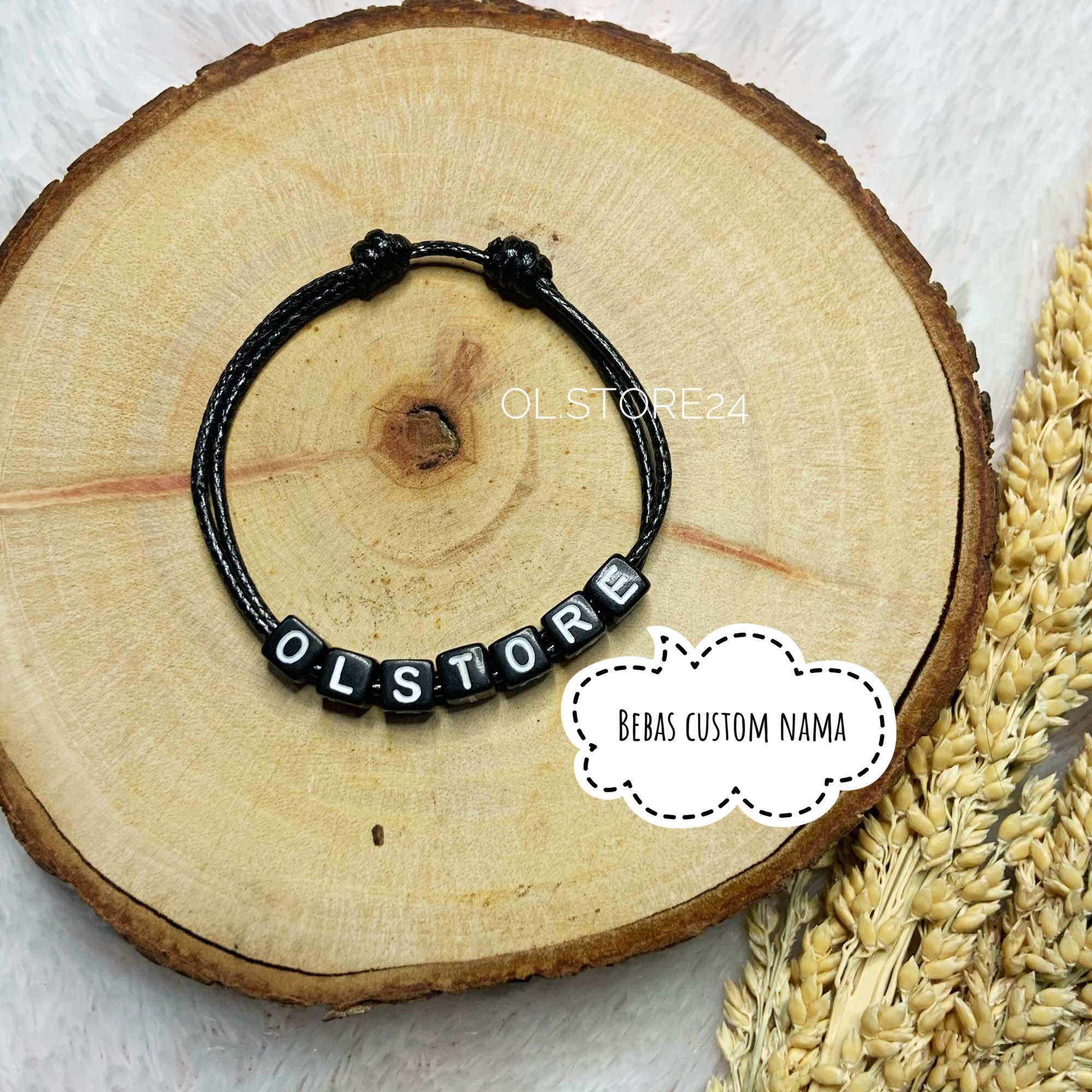 Gelang Custome Nama 7 huruf Tali 1.5 mm / Gelang Nama / Gelang Tali ...