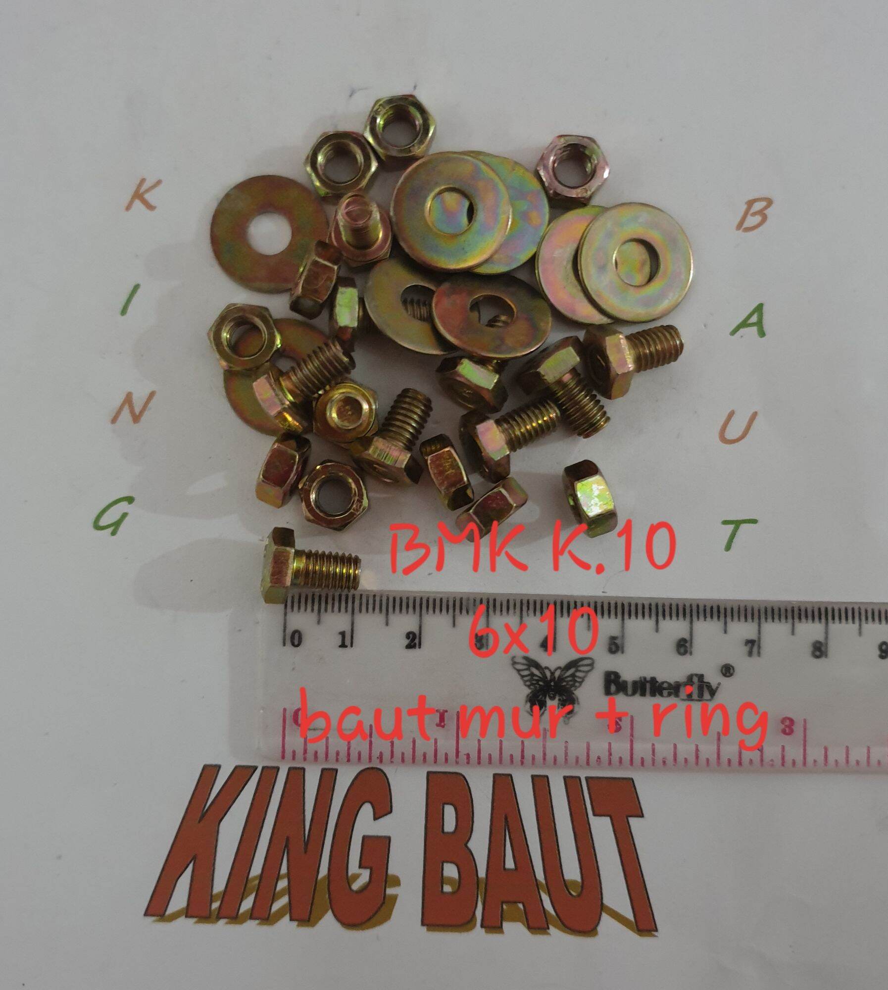 baut 10 6x10 + mur+ring (paket 10 set) | Lazada Indonesia