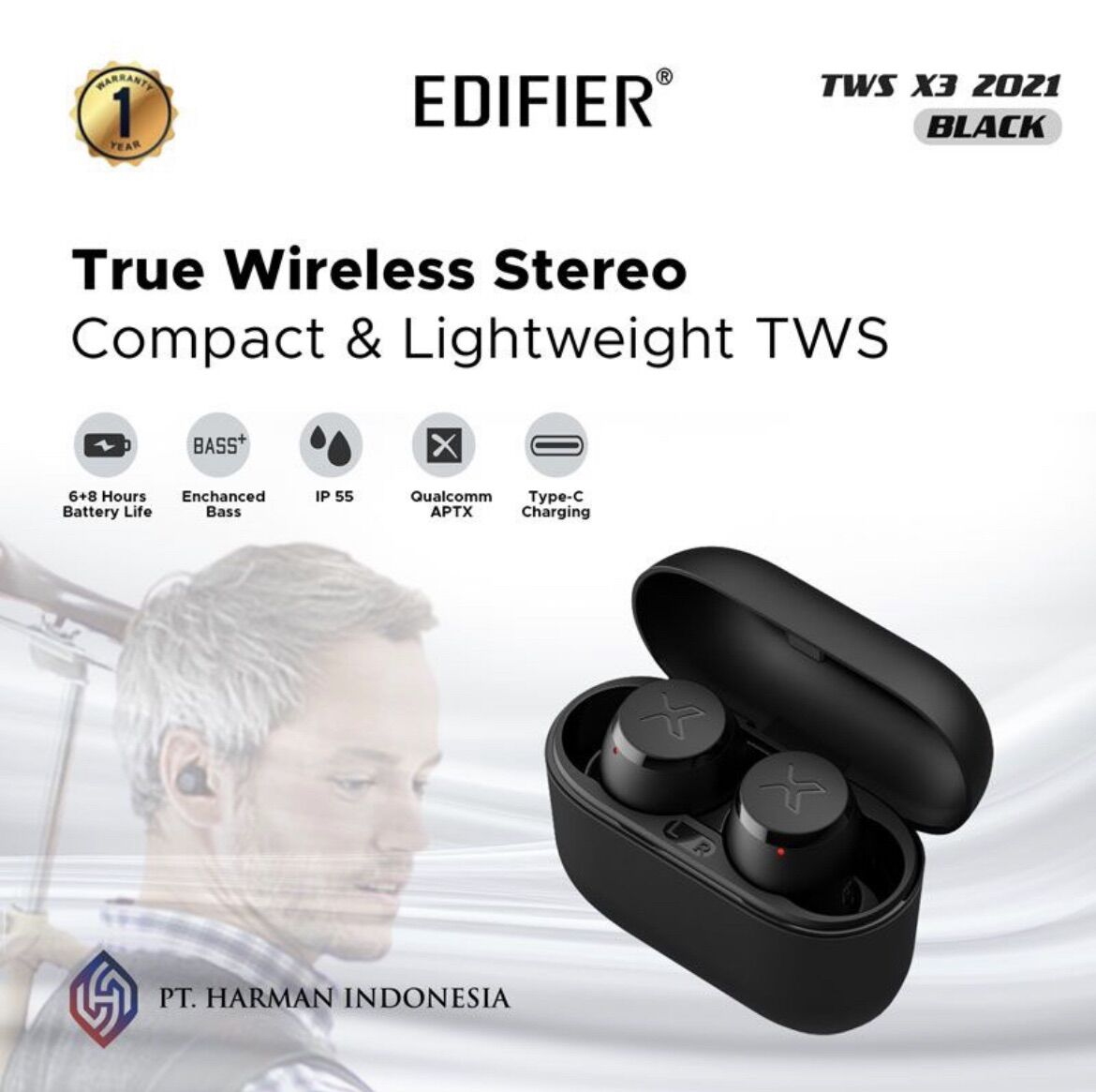 EDIFIER True Wireless Stereo Earbuds Bluetooth 5.0 Headset aptX IPX5 QC ...