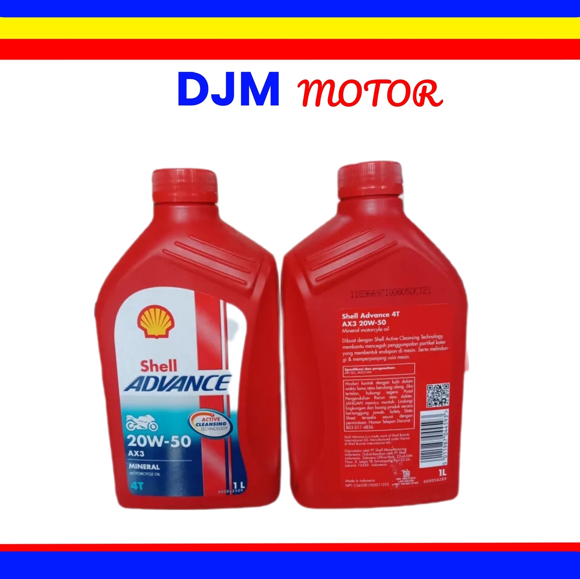 OLI SHELL ADVANCE AX3 4T 20W/50 1L | Lazada Indonesia