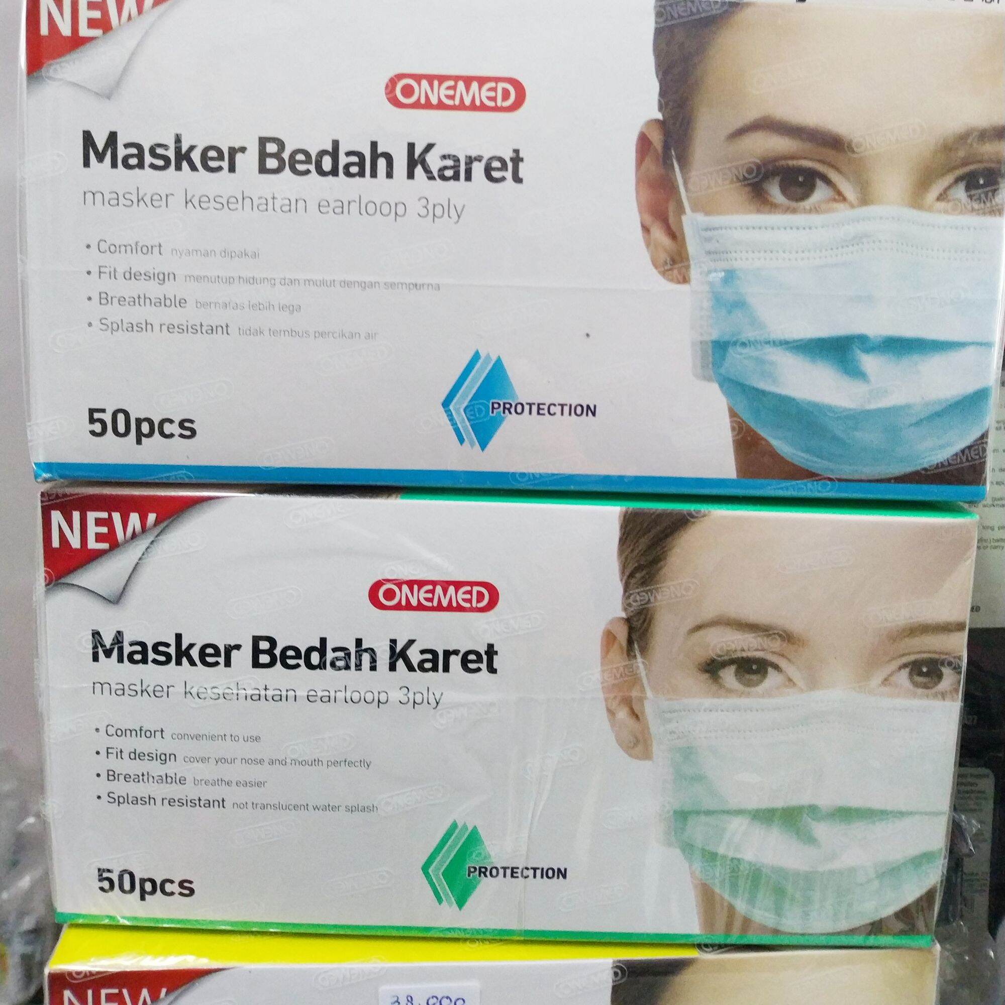 masker bedah karet onemed 3ply 50pcs | Lazada Indonesia