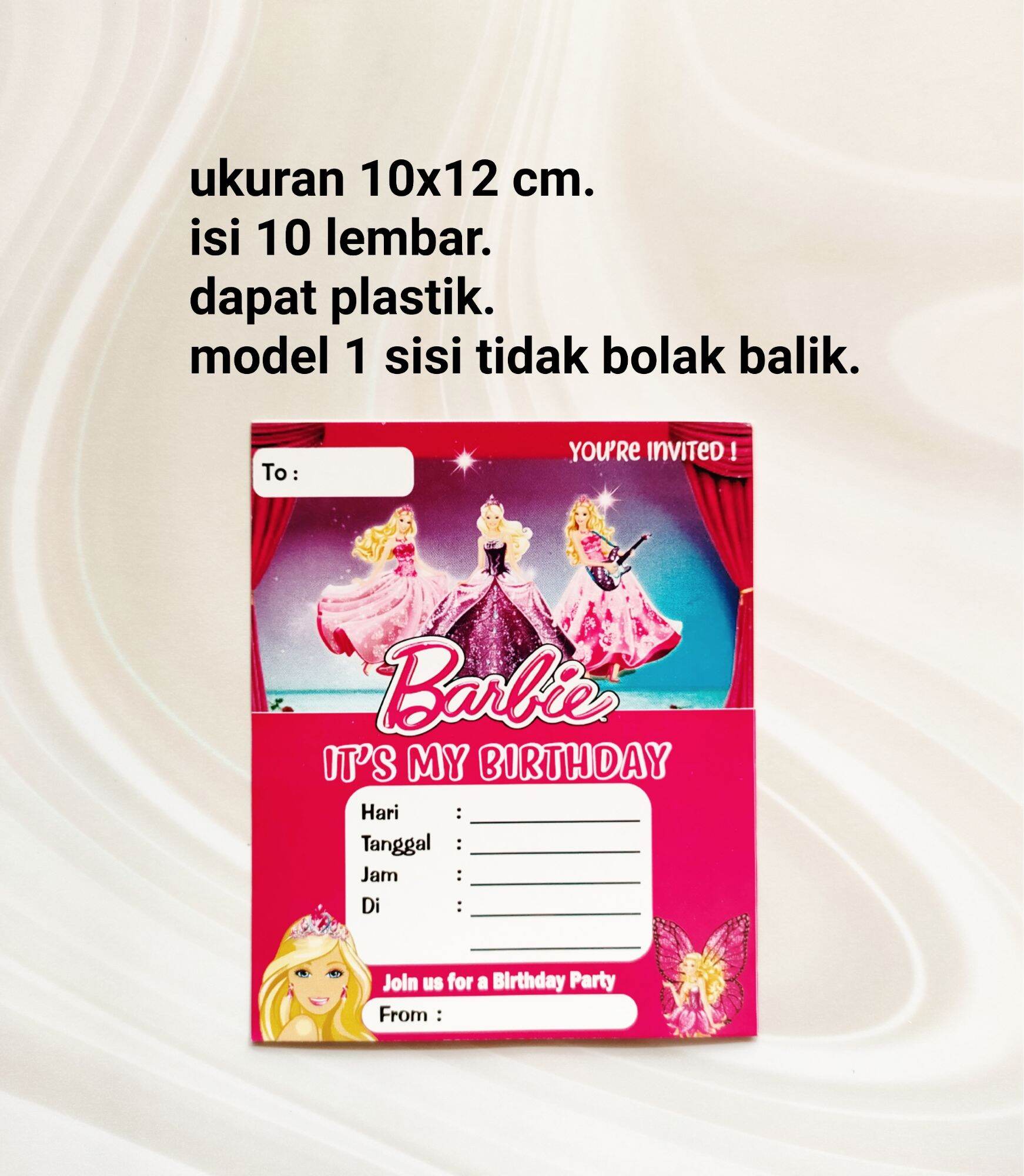 kartu undangan ulang tahun happy birthday hbd ultah karakter barbie ...