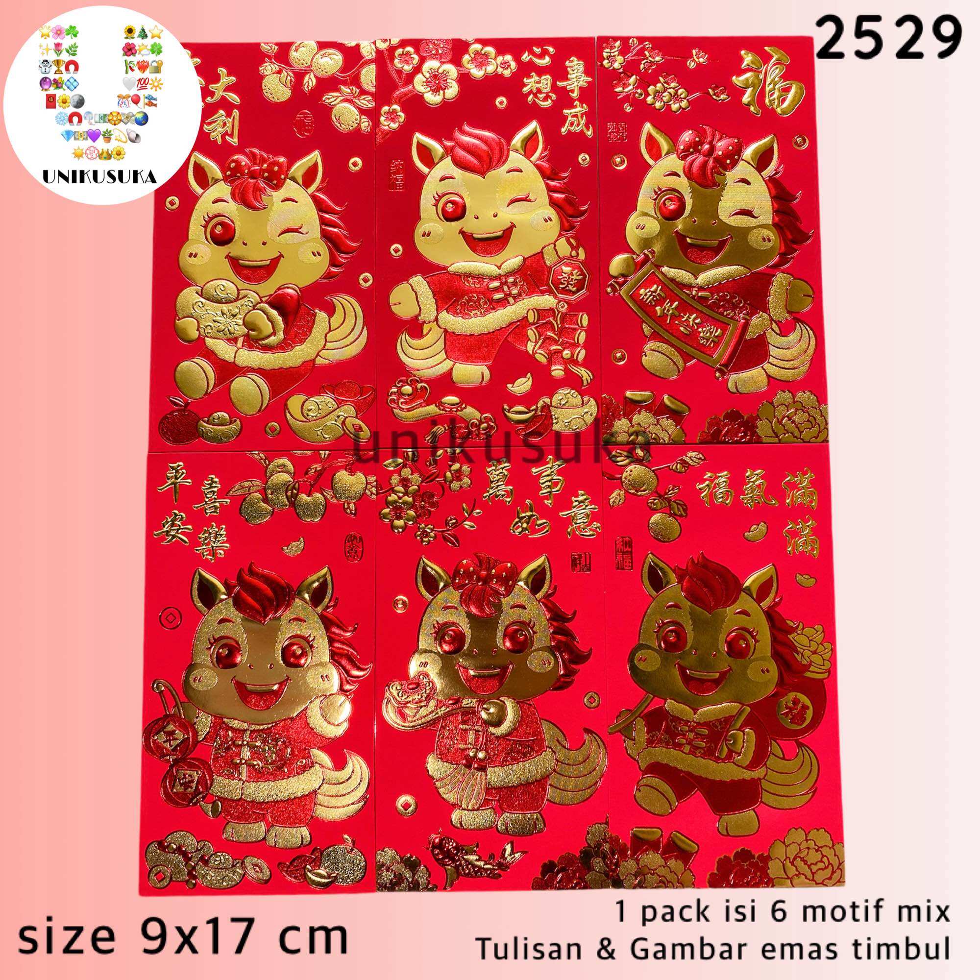 [UNIKUSUKA] ANGPAO PANJANG 3D EMAS TIMBUL ANGPAO KUDA 2026 / ANG PAO ...