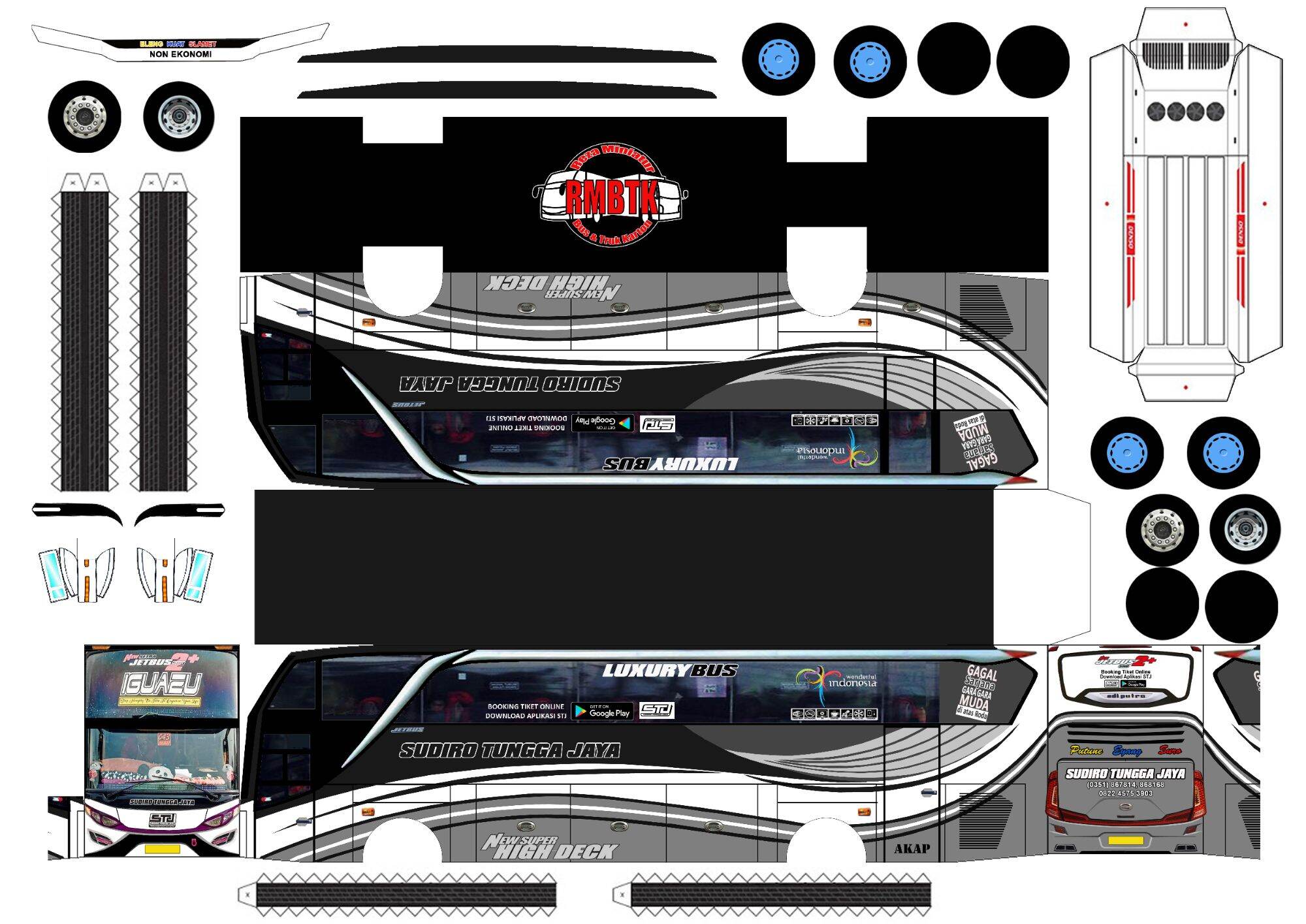 POLA PAPERCRAFT BUS STJ SKALA 50/POLA PAPERBUS COD TERMURAH STIKER BUS ...