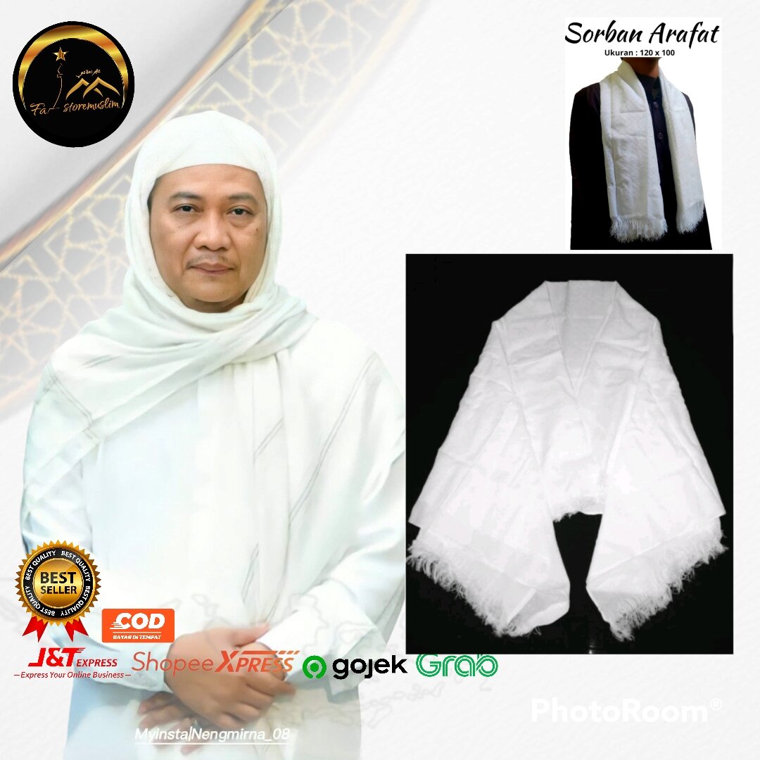 Sorban arafat/Sorban putih sorban polos sorban imamah | Lazada Indonesia