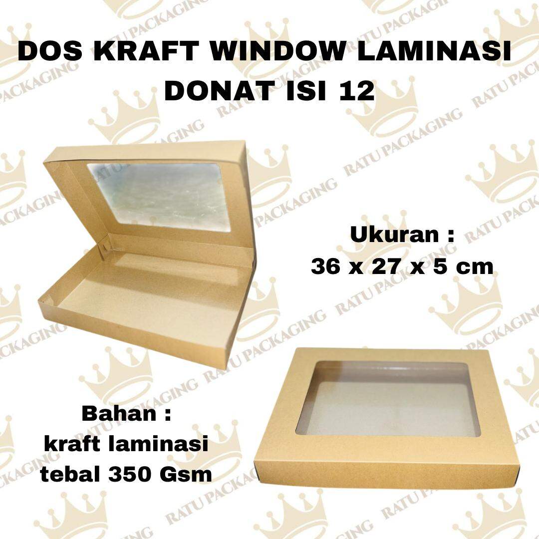 RATU | [10 PCS] DOS KRAFT WINDOW LAMINASI DONAT ISI 12 / Kardus Kotak ...