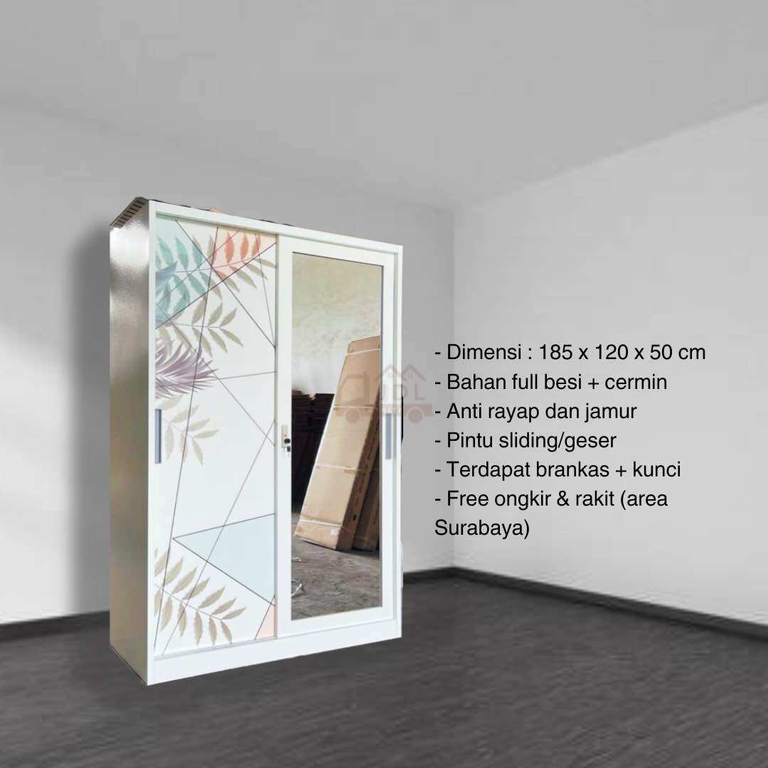 Lemari Besi 2 Pintu - Cermin Sliding | Lazada Indonesia
