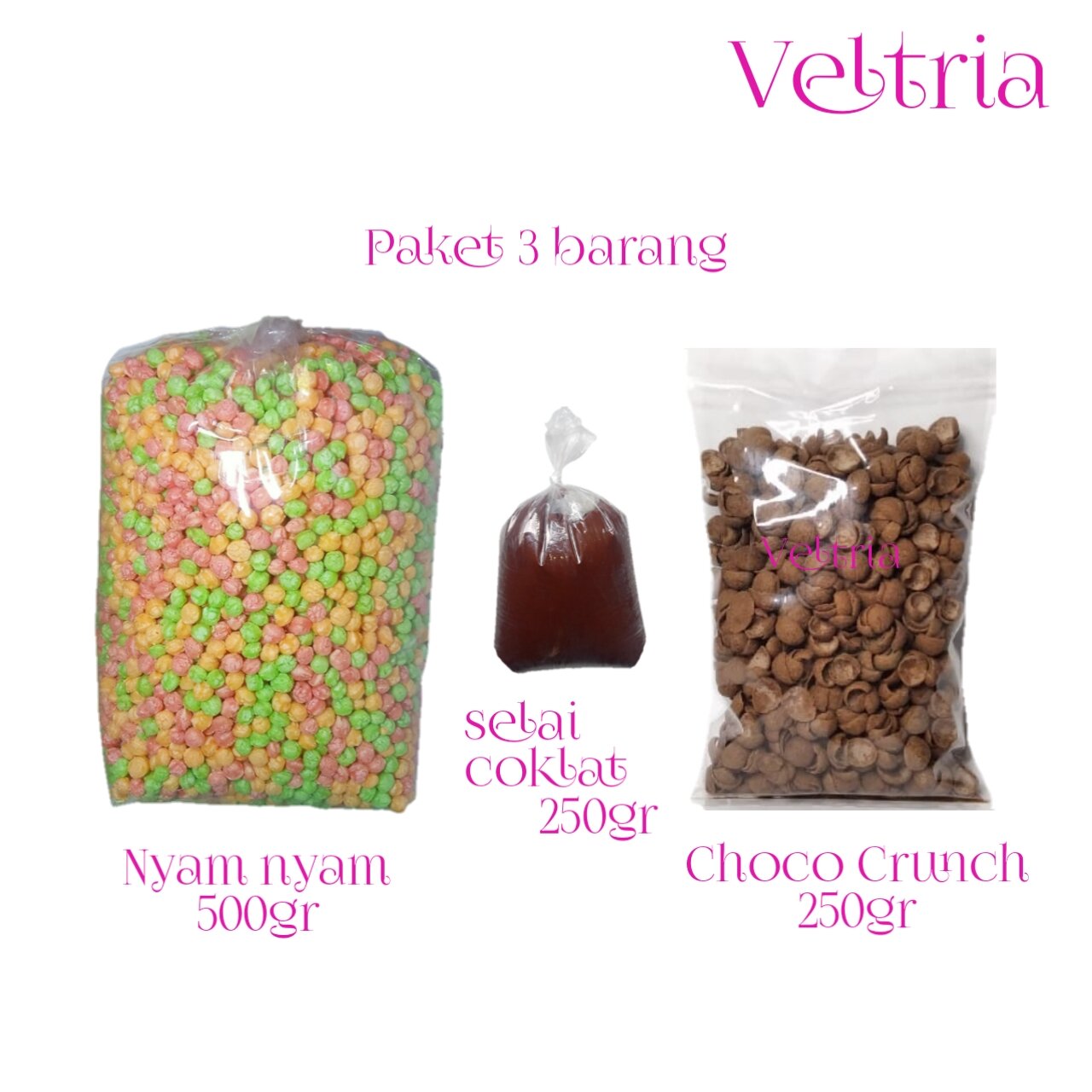 Paket Cokelat choco / nyam nyam 500gram / Choco crunch 250gram / selai ...
