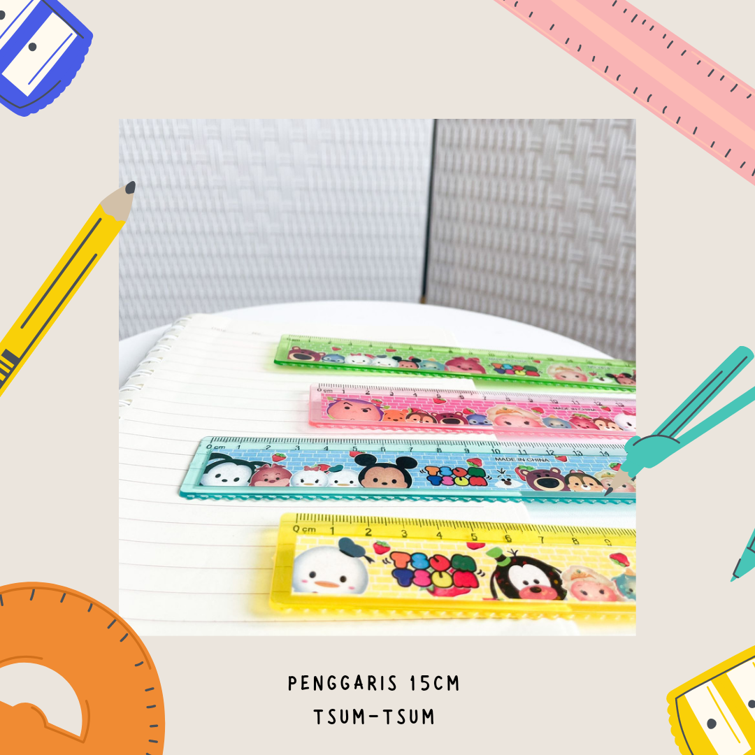 Penggaris Karakter Disney Tsum Tsum 15 Cm Keperluan Sekolah Garisan ...