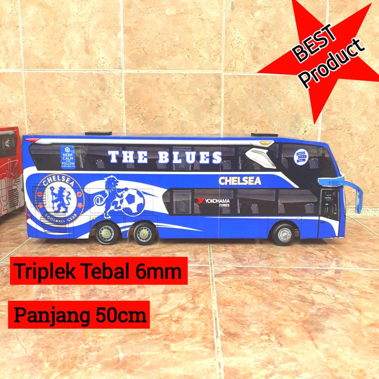 Bus Team Chelsea Fc Miniatur bus Chelsea Fc Double Decker Panjang 50cm ...