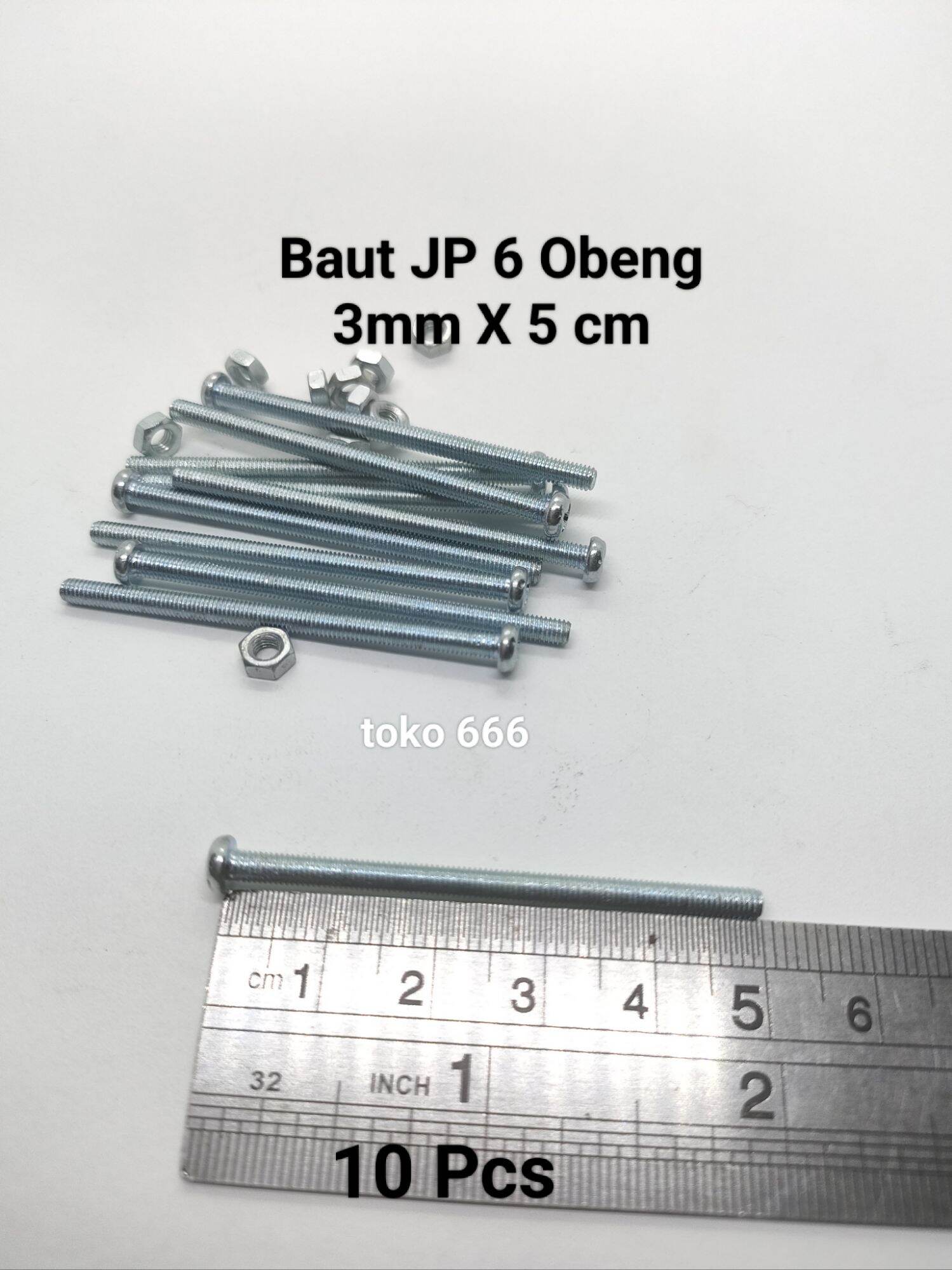 (Paket 10 Pcs) Baut Jp 6 Obeng + Mur 3mm X 5 cm | Lazada Indonesia