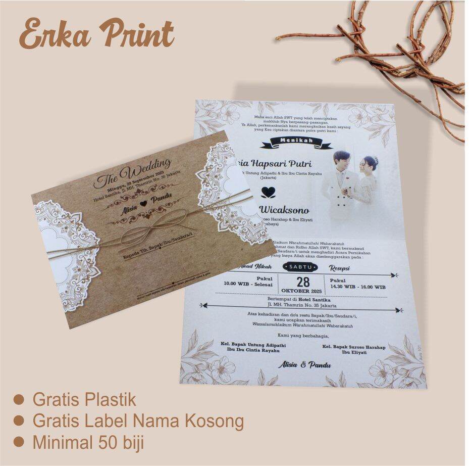 (jumlah 50) cetak undangan pernikahan cetak undangan nikah cetak ...