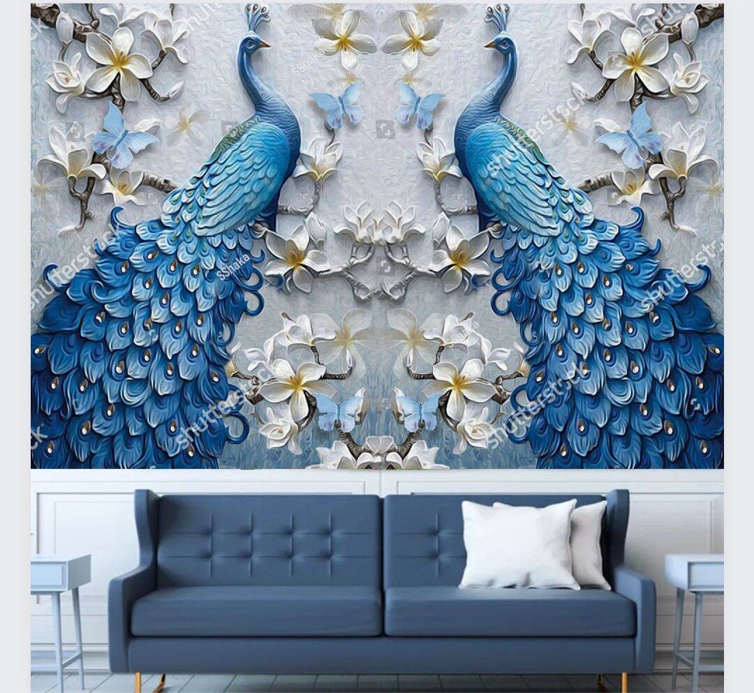 Wallpaper dinding custom Burung Merak - Wallpaper burung merak | Lazada ...