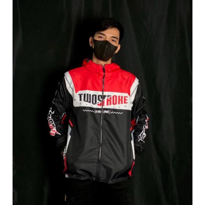 [WATERPROOF] JAKET 2STROKE 2 STROKE 2 TAK RED BLACK HOODIE SUNMORI ...