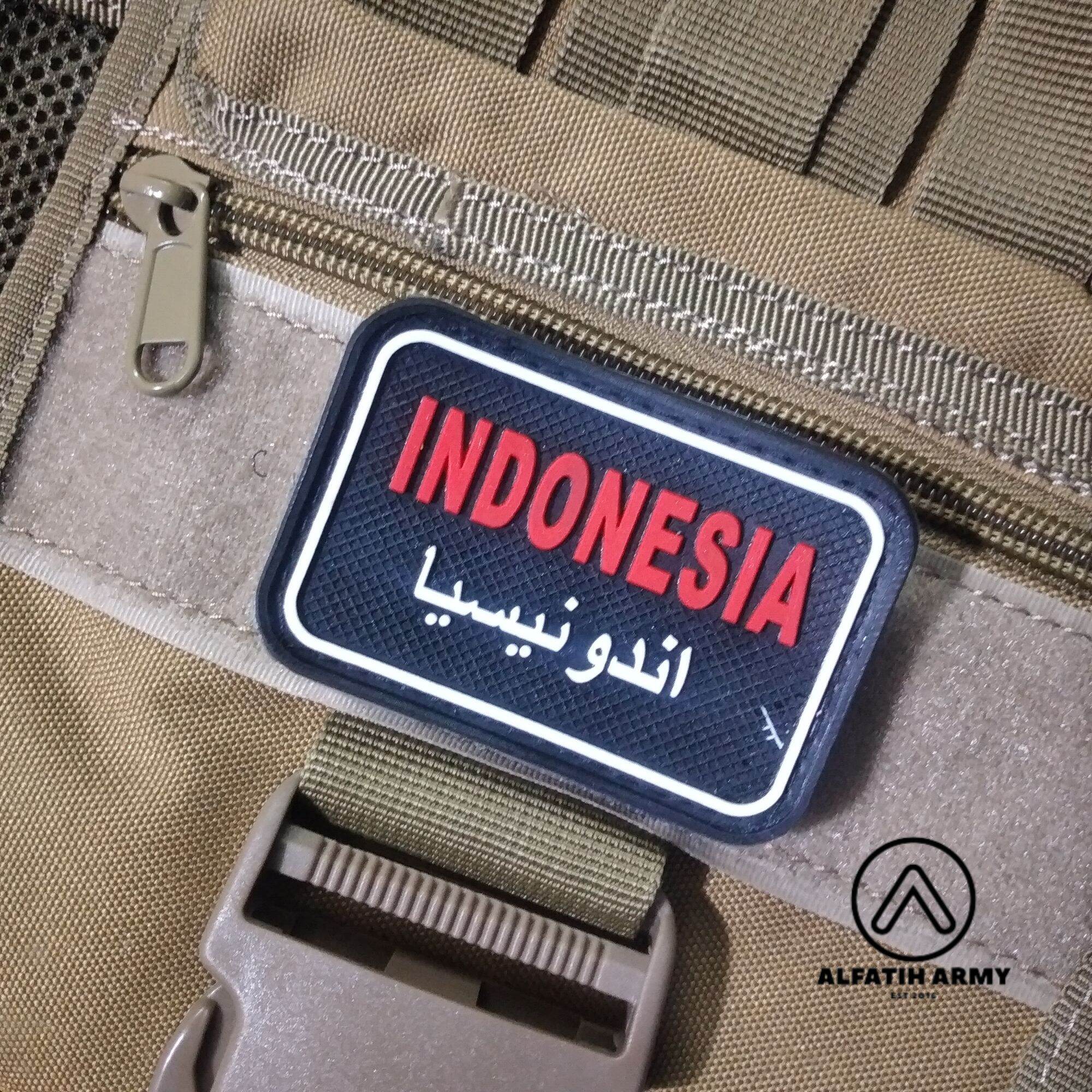 ALFATIH ARMY Patch Rubber Indonesia Tulisan Arab tempel Perekat 1 PCS ...