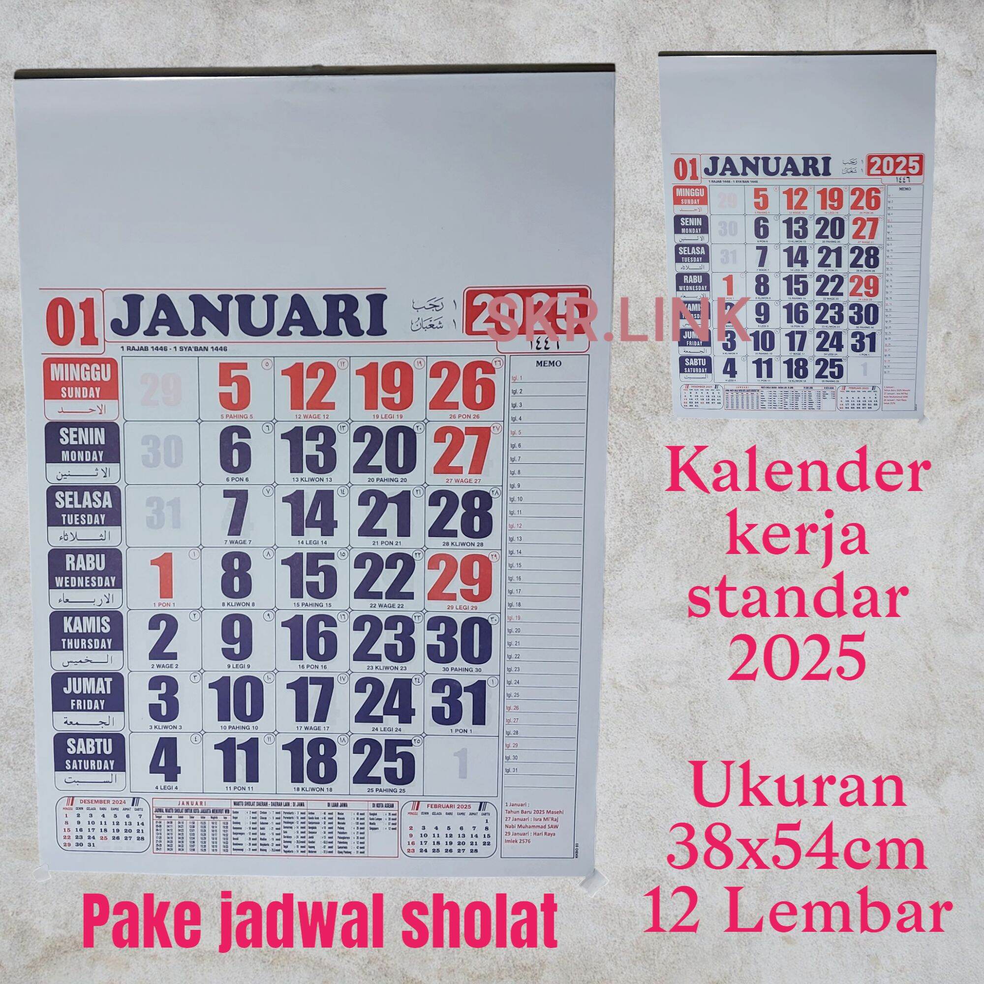 Kalender Dinding 2025 / kalender Angka / kalender kerja ( 12 Lembar dan ...