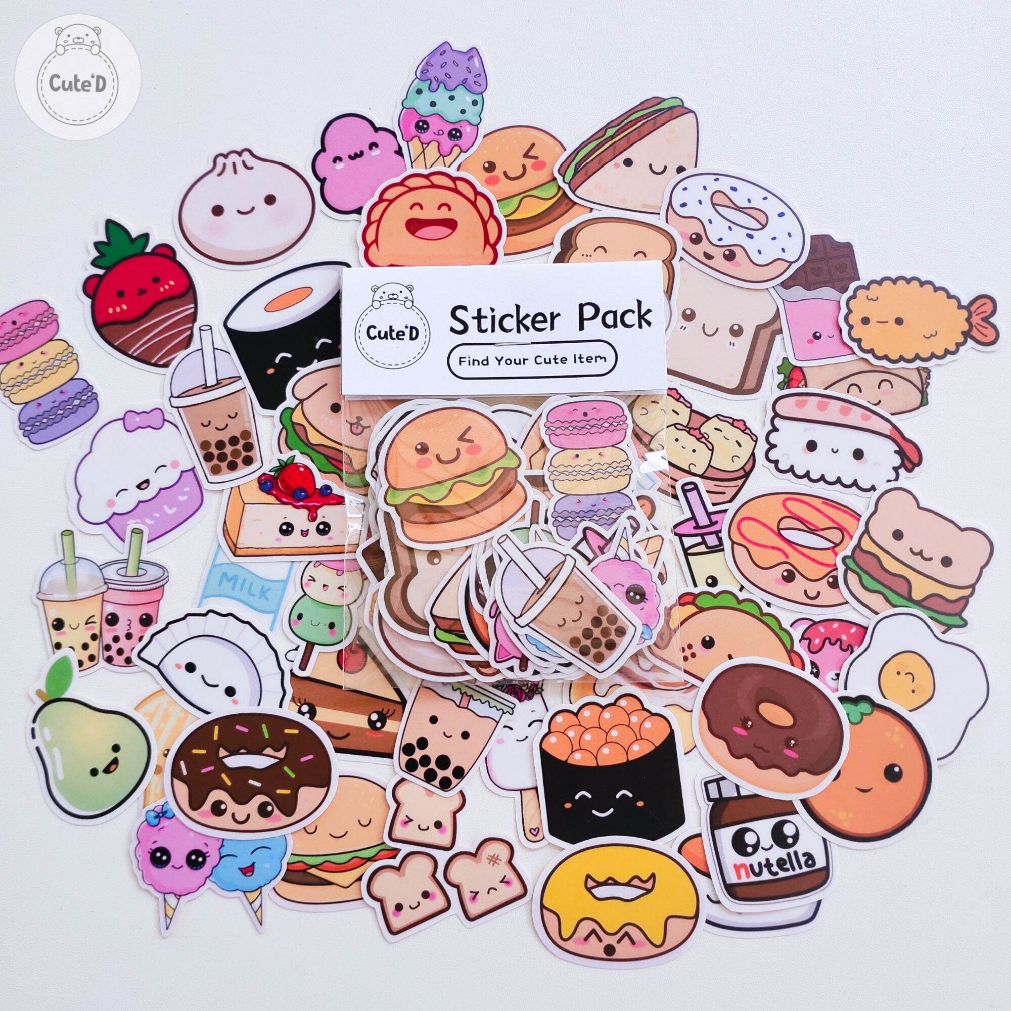 45+ Set Sticker "Cute Food" / Tahan Air (Tinggal Tempel) | Lazada Indonesia