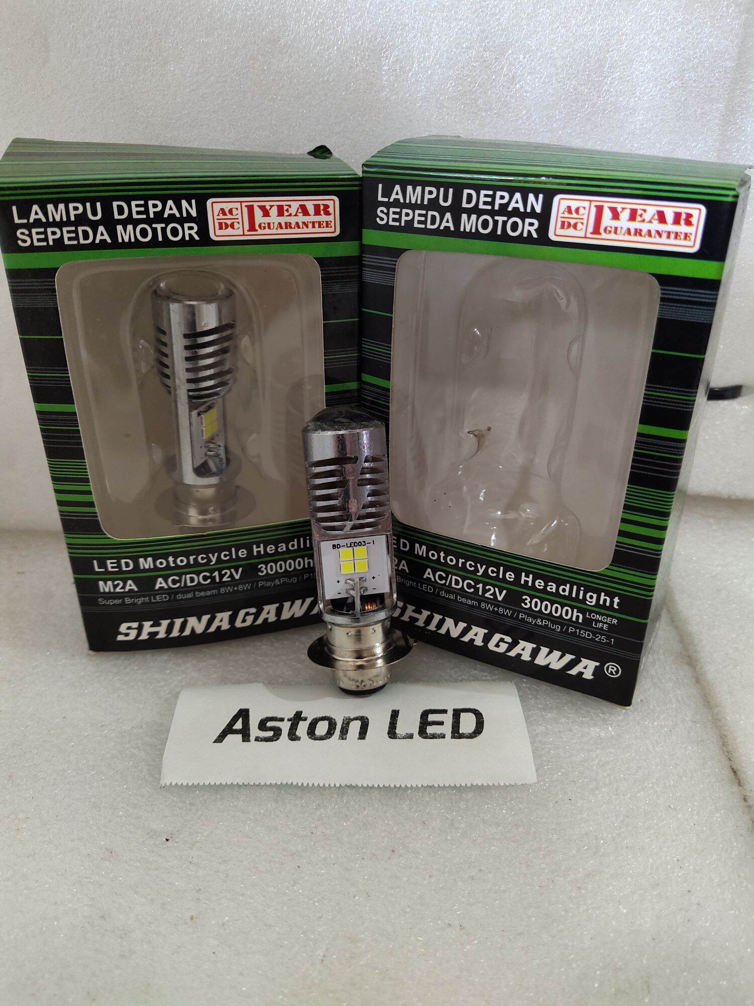 LAMPU LED DEPAN PETIR 6000K AC DC H6 SHINAGAWA 8 MATA LED putih polos ...