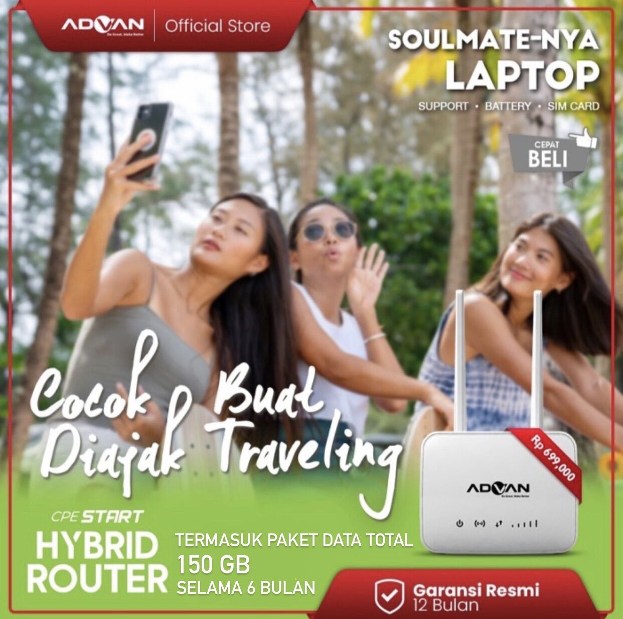 Modem Wifi Advan Router Hybrid CPE Start 4G LTE WLAN Baterai 2000mAh ...