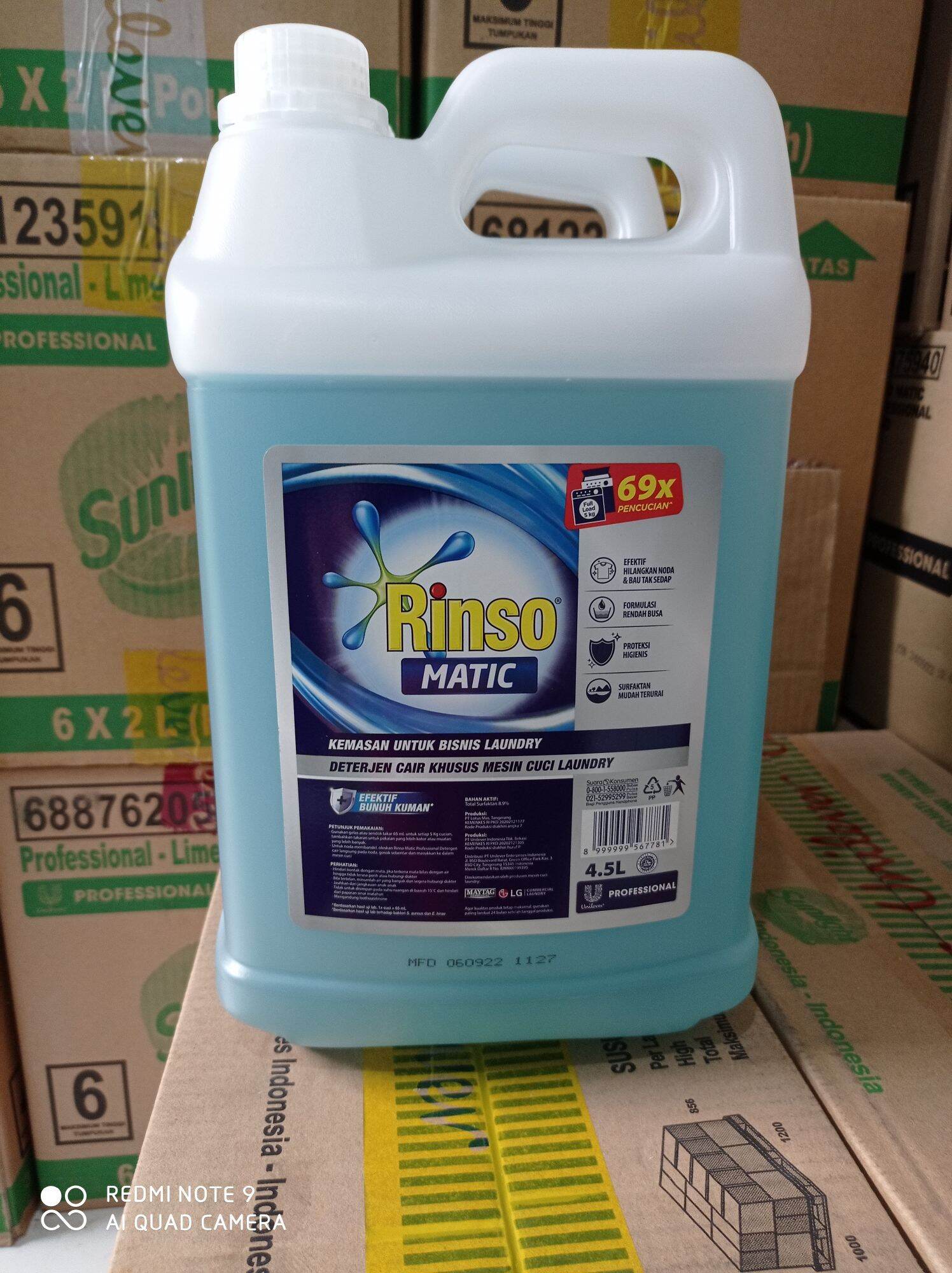Rinso Matic 4,5Liter Deterjen Cair Khusus Mesin Cuci Rinso Profesional ...