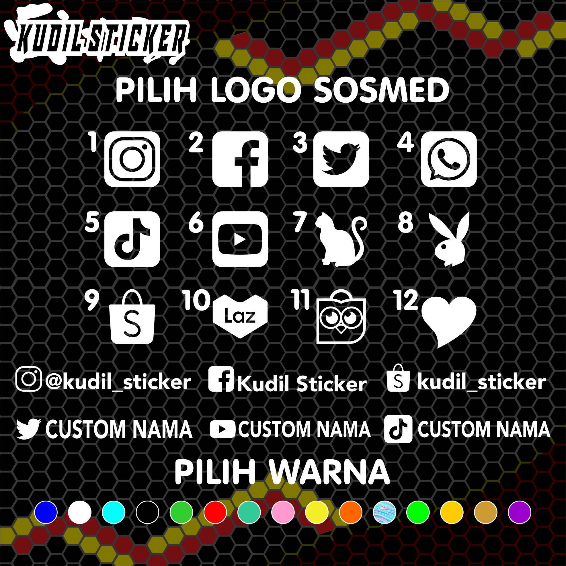STICKER CUTTING CUSTOM NAMA DAN LOGO SOSMED STICKER MOTOR| STICKER HELM ...