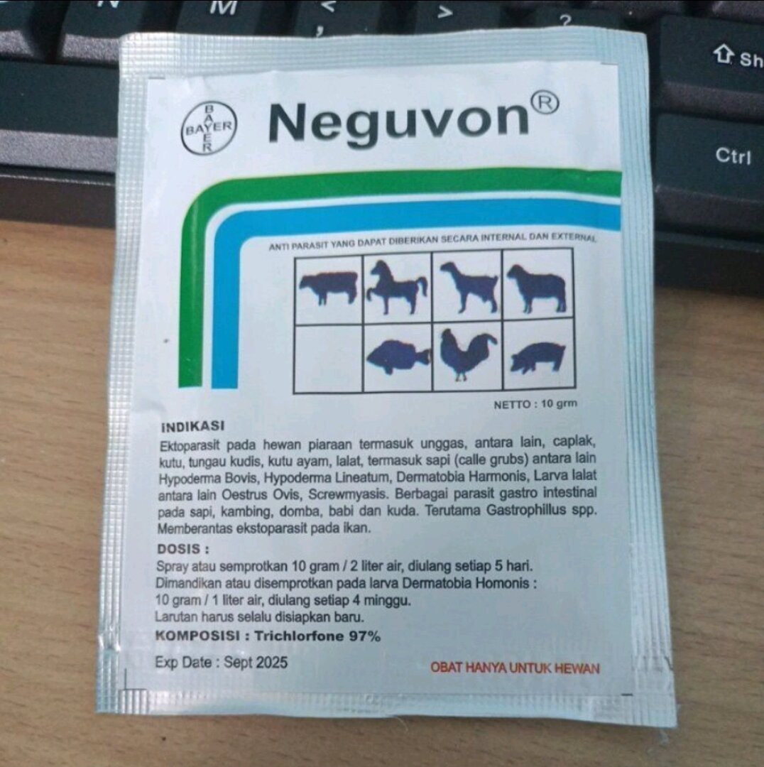 Neguvon 10 gram Serbuk Pembasmi Parasit kutu lalat tungau untuk Hewan ...