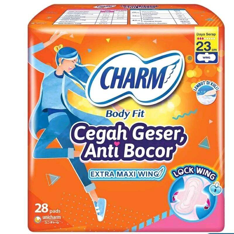 Charm Body Fit Extra Maxi NON Wing 23cm isi 30 Pads Pembalut Wanita ...