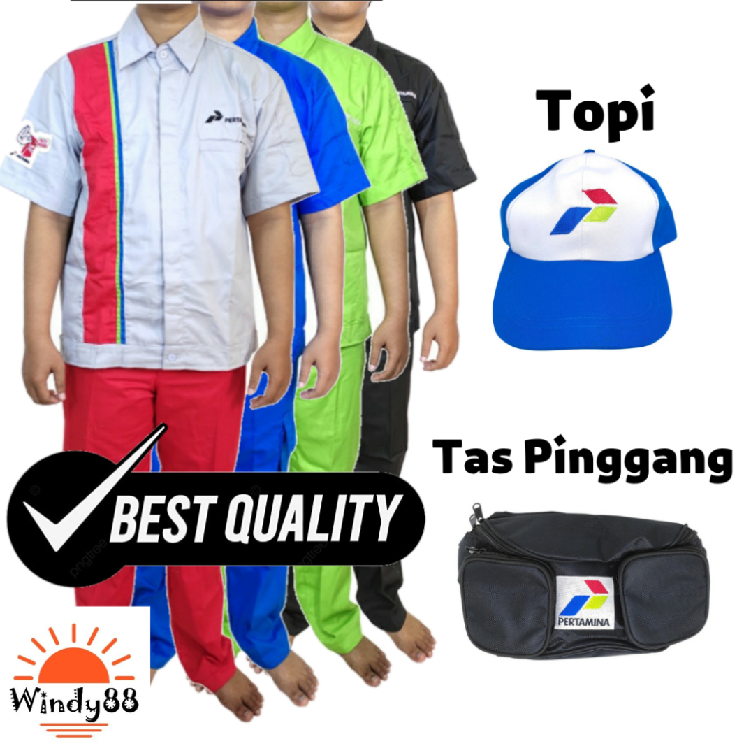 Seragam SPBU Pasti Prima Pertamina 1 set Setelan Baju Celana Topi dan ...