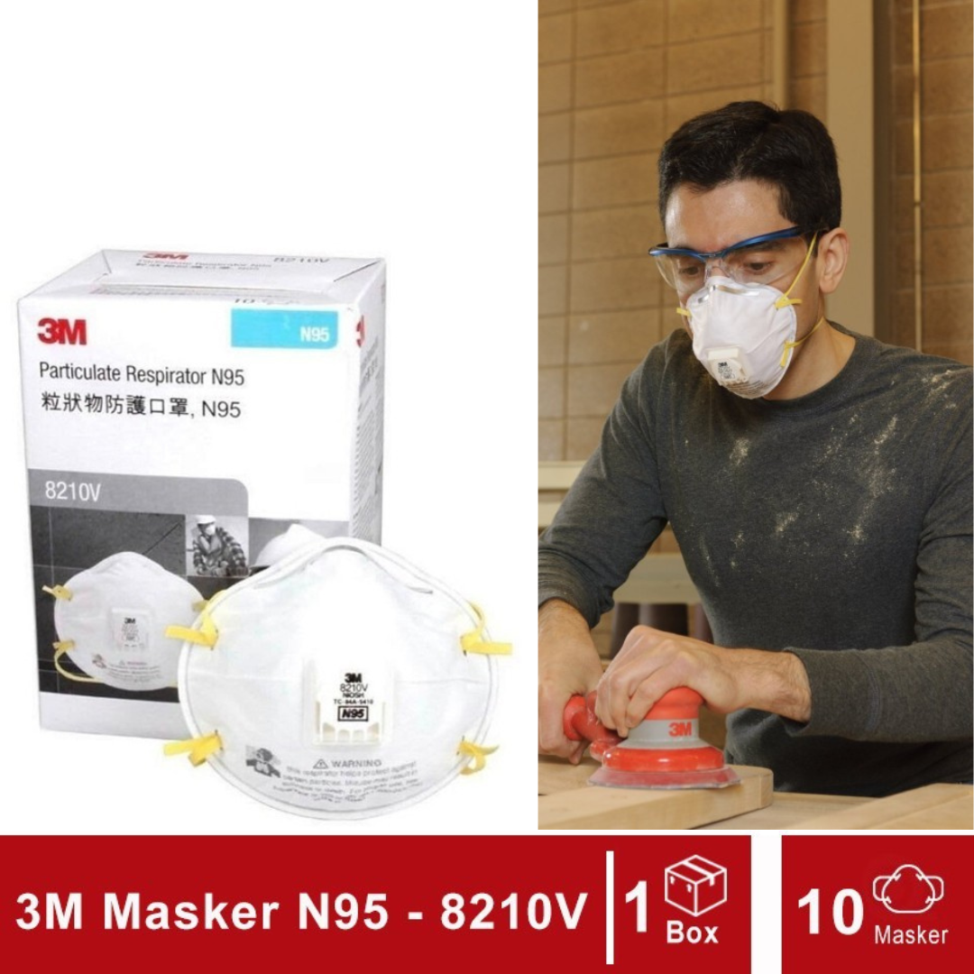 3M Masker Gas Respirator 8210V N95 Untuk Pertukangan Kayu dan ...