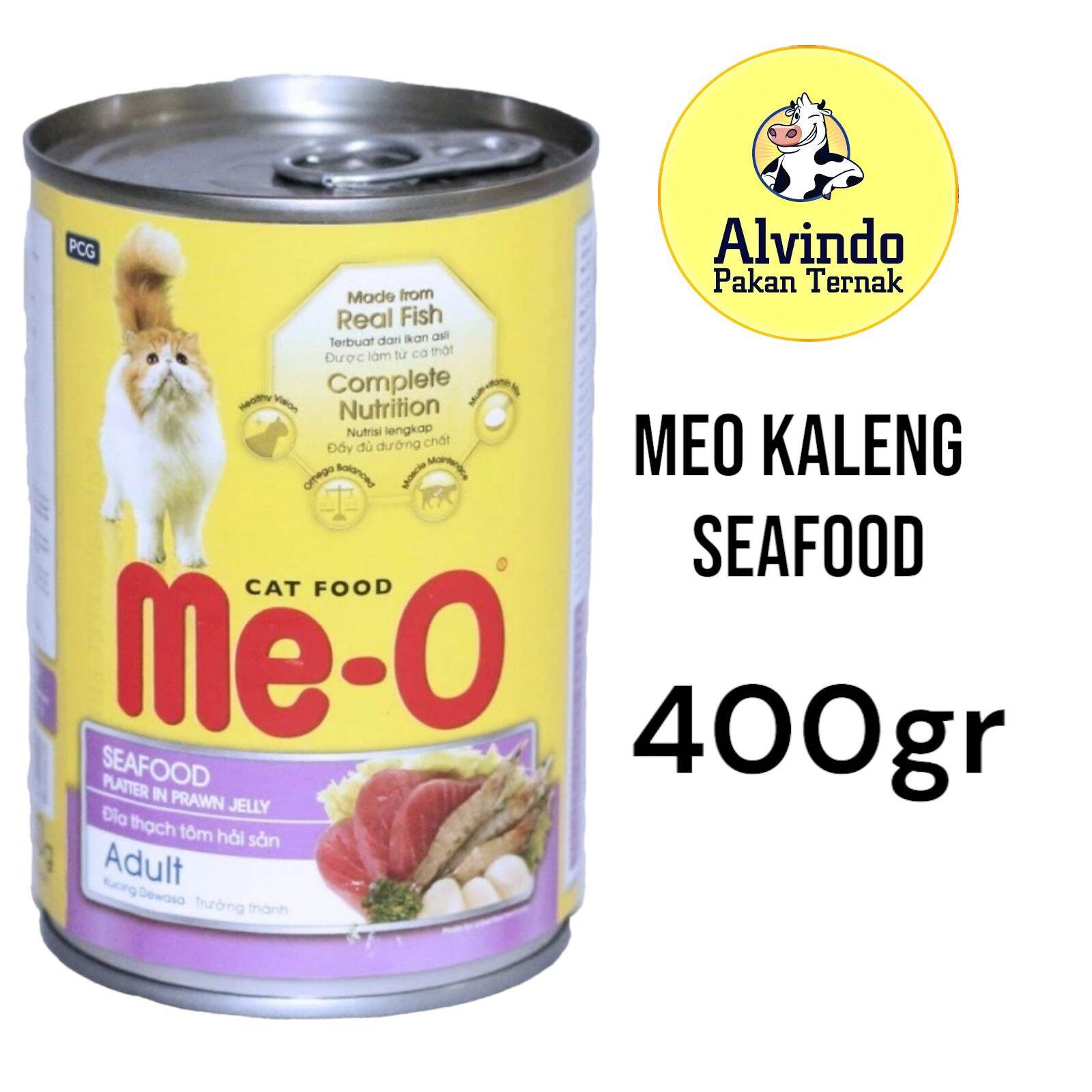 Makanan kucing basah MEO KALENG 400gr Seafood, Sardine Tuna adult Tuna ...