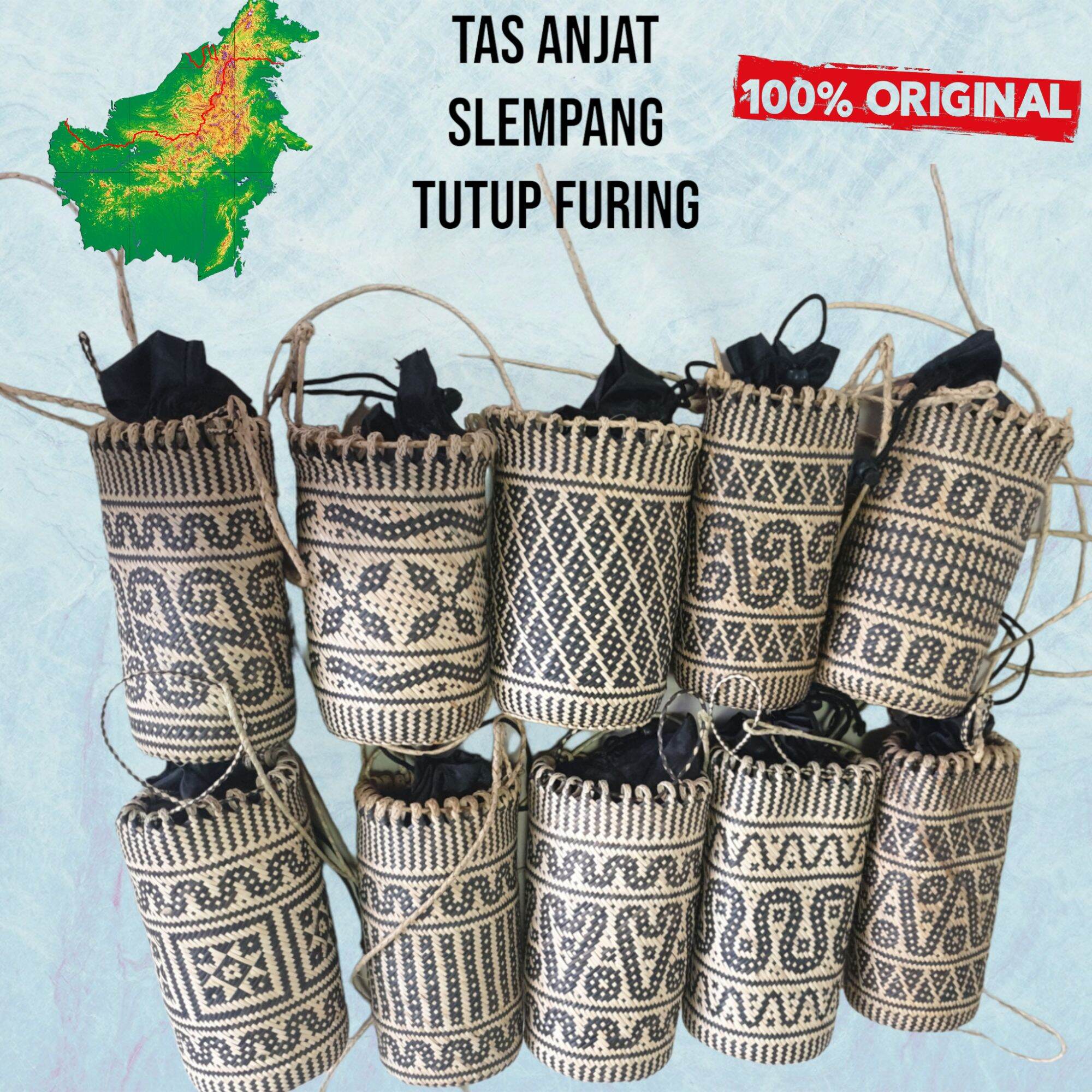 Tas Anjat slempang furing Tas khas Dayak kalimantan motif random ...