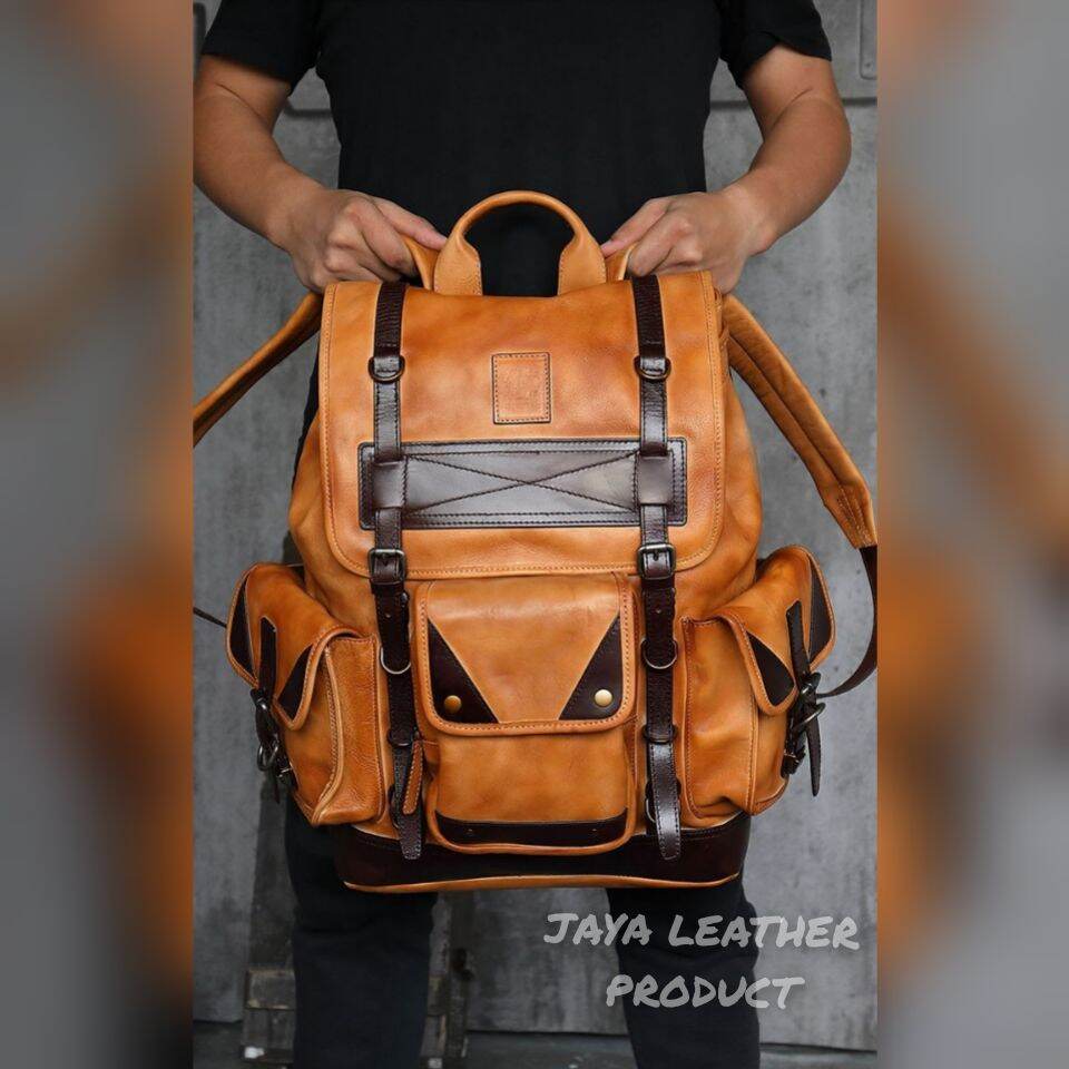 TAS RANSEL BACKPACK PRIA KULIT ASLI VINTAGE PREMIUM QUALITY.JK.20 ...