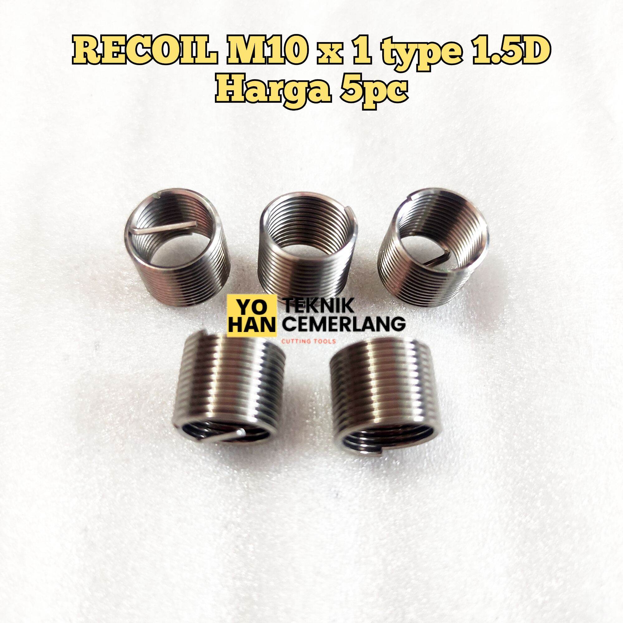 5 pcs Recoil M10 x 1 Alat perbaikan Drat Baut 14 Slek Dol Verbos ...