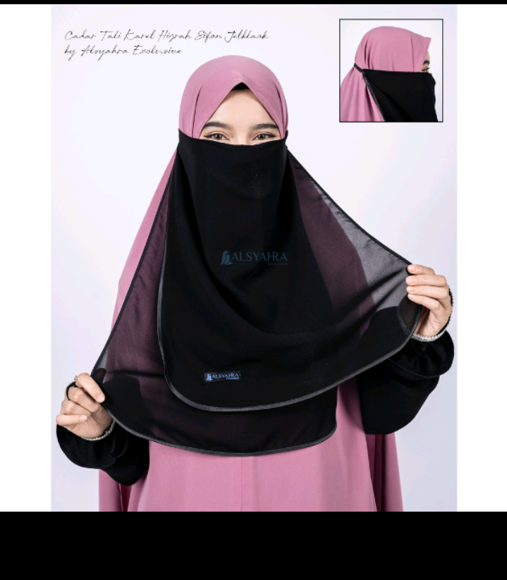 Cadar Tali Ikhfa 2 layer Sifon Silk Jetblack Alsyahra Exclusive ...