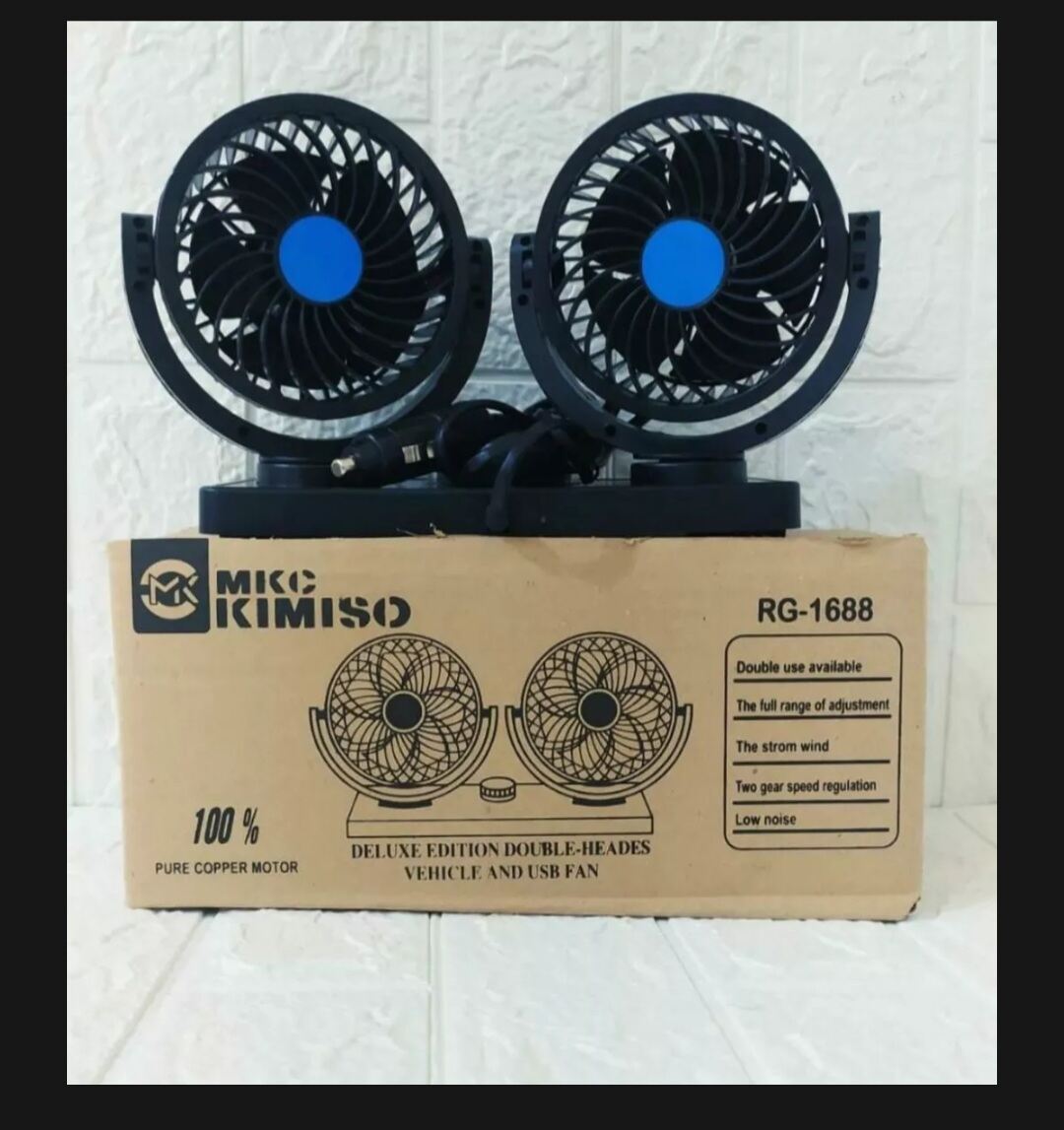 Kipas Angin Mobil Double Headed Fan / Kipas Angin Mobil 12Volt / Kipas Mobil RG-1688 | Lazada ...