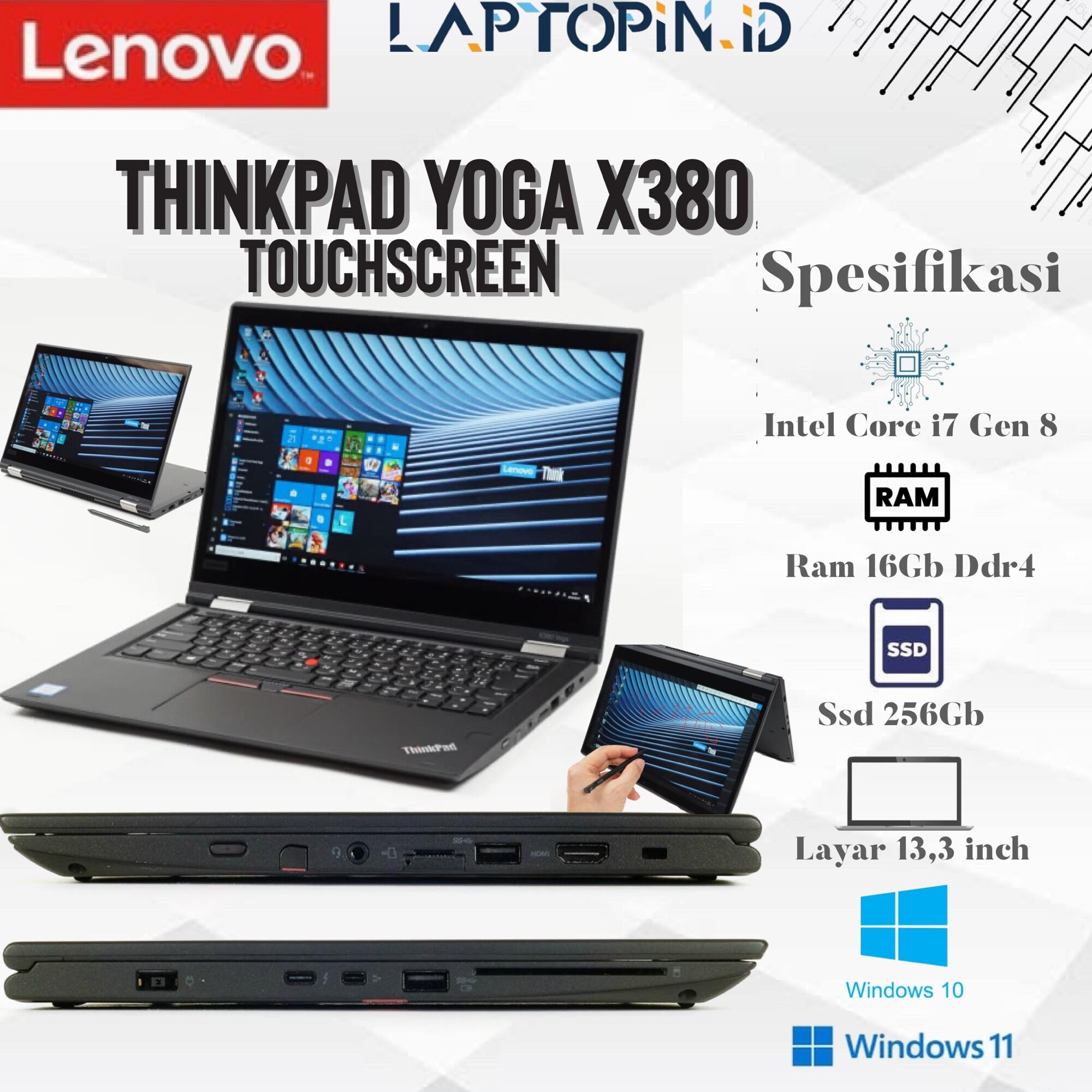 Lenovo Thinkpad Yoga X380 2in1 TouchScreen Core i7 Gen 8 Ram 16Gb Ssd ...