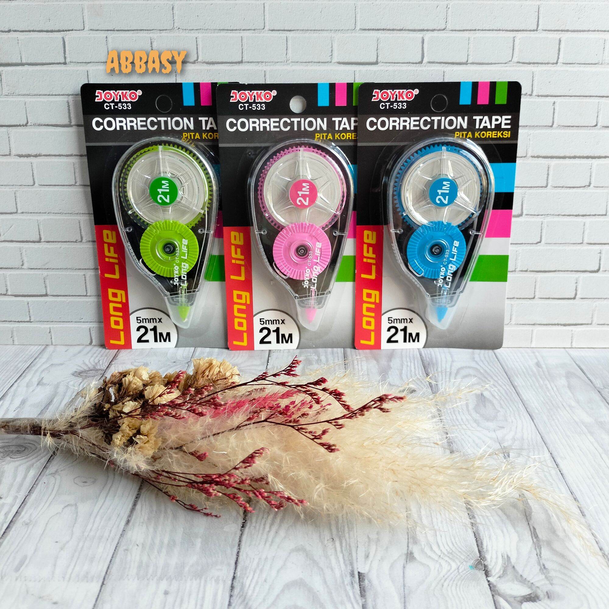 CORRECTION TAPE JOYKO CT-533 / 21 METER LONG LIVE / TIPEX ROLL ( 6 Pcs ...