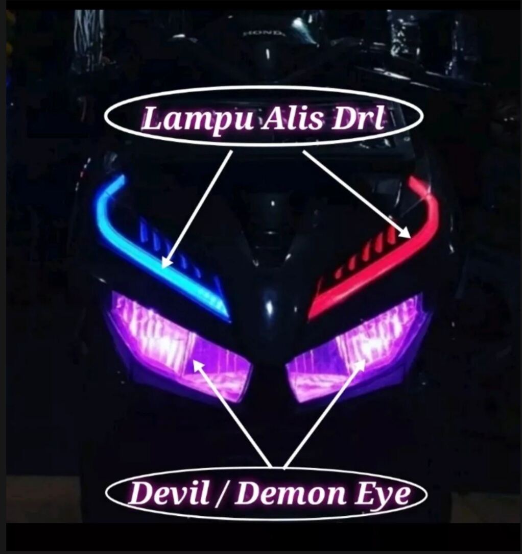 PAKETAN LAMPU ALIS 30CM DAN DEVIL EYES 6 MATA FLEKSIBEL NO BINTIK 12V ...
