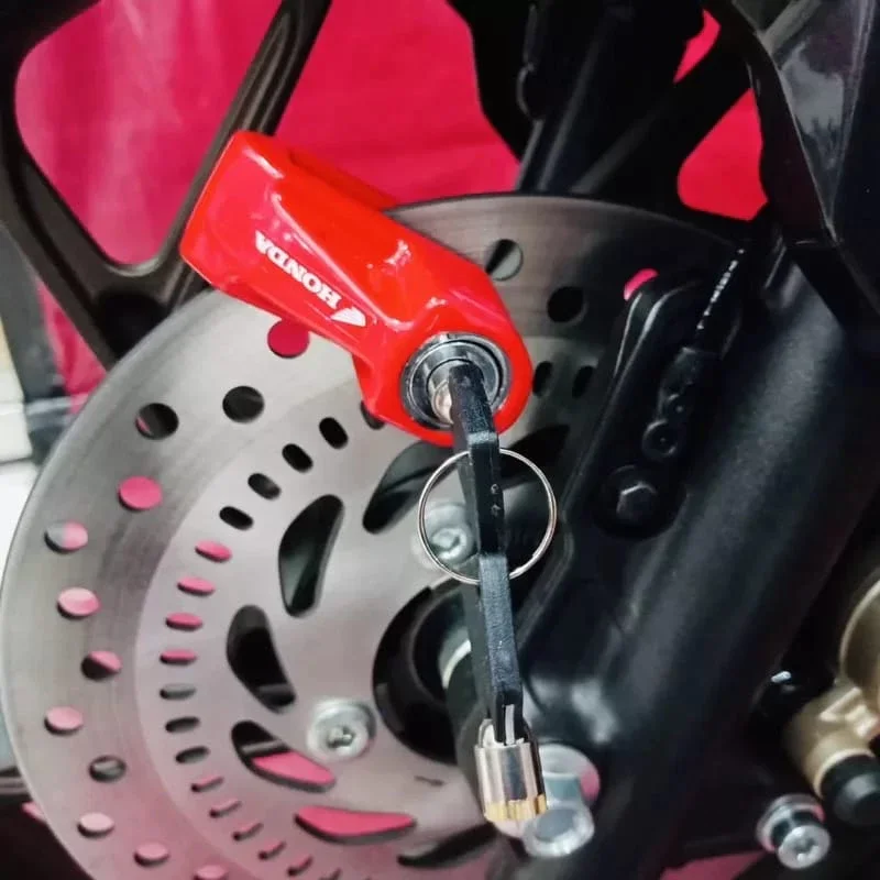 Gembok Motor Kunci Cakram Pengaman Anti Maling warna merah | Lazada ...