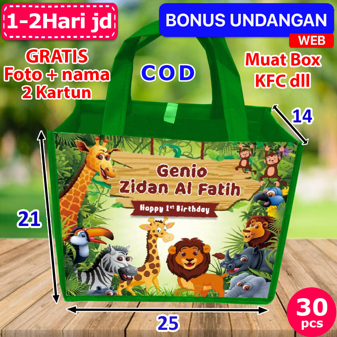 Tas Souvenir Ulang Tahun Anak Kebun Binatang / Tas Ulang Tahun Anak ...